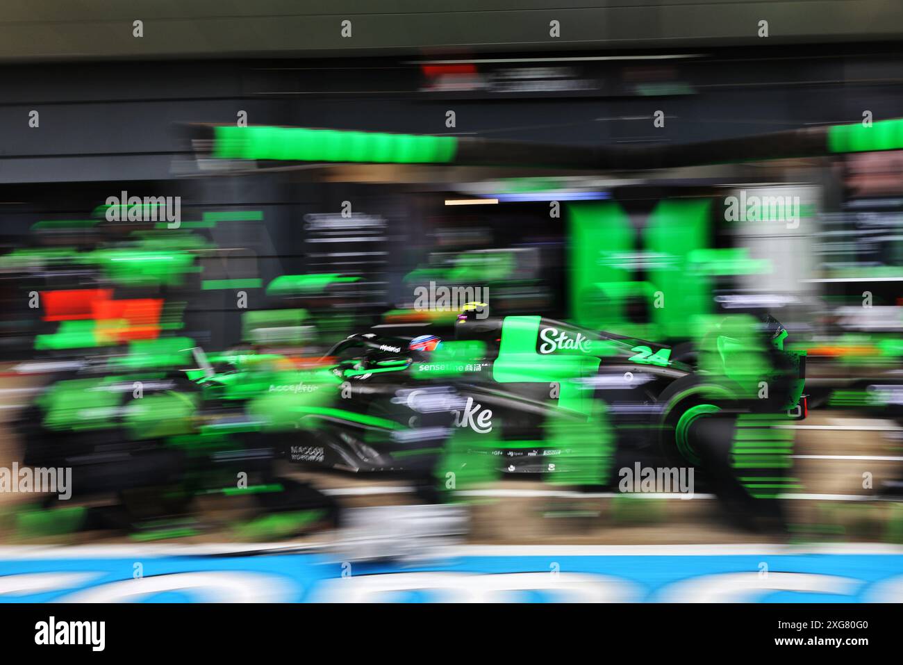 Silverstone, UK. 07th July, 2024. Zhou Guanyu (CHN) Sauber C44 makes a ...