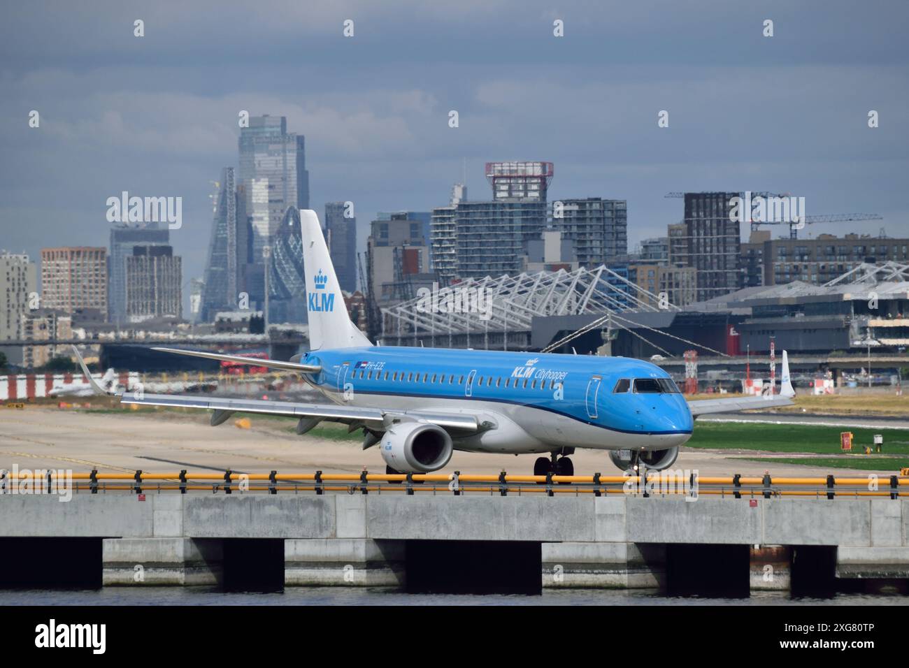KLM Cityhopper Embraer 190 aircraft PH-EZE taxiing at London City ...