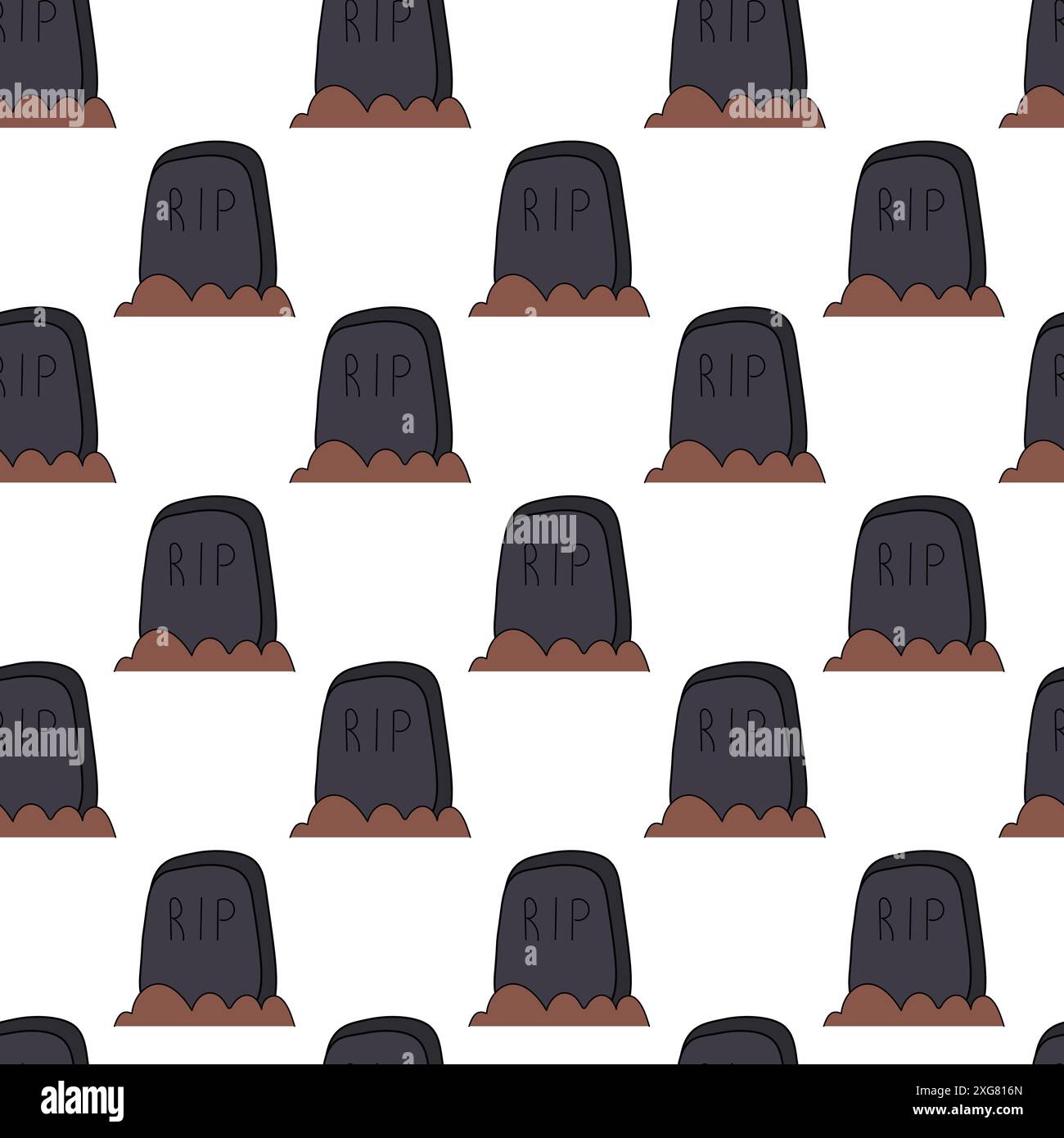 Seamless Pattern with R.I.P gravestone. Halloween tombstone background. Grave headstone ...