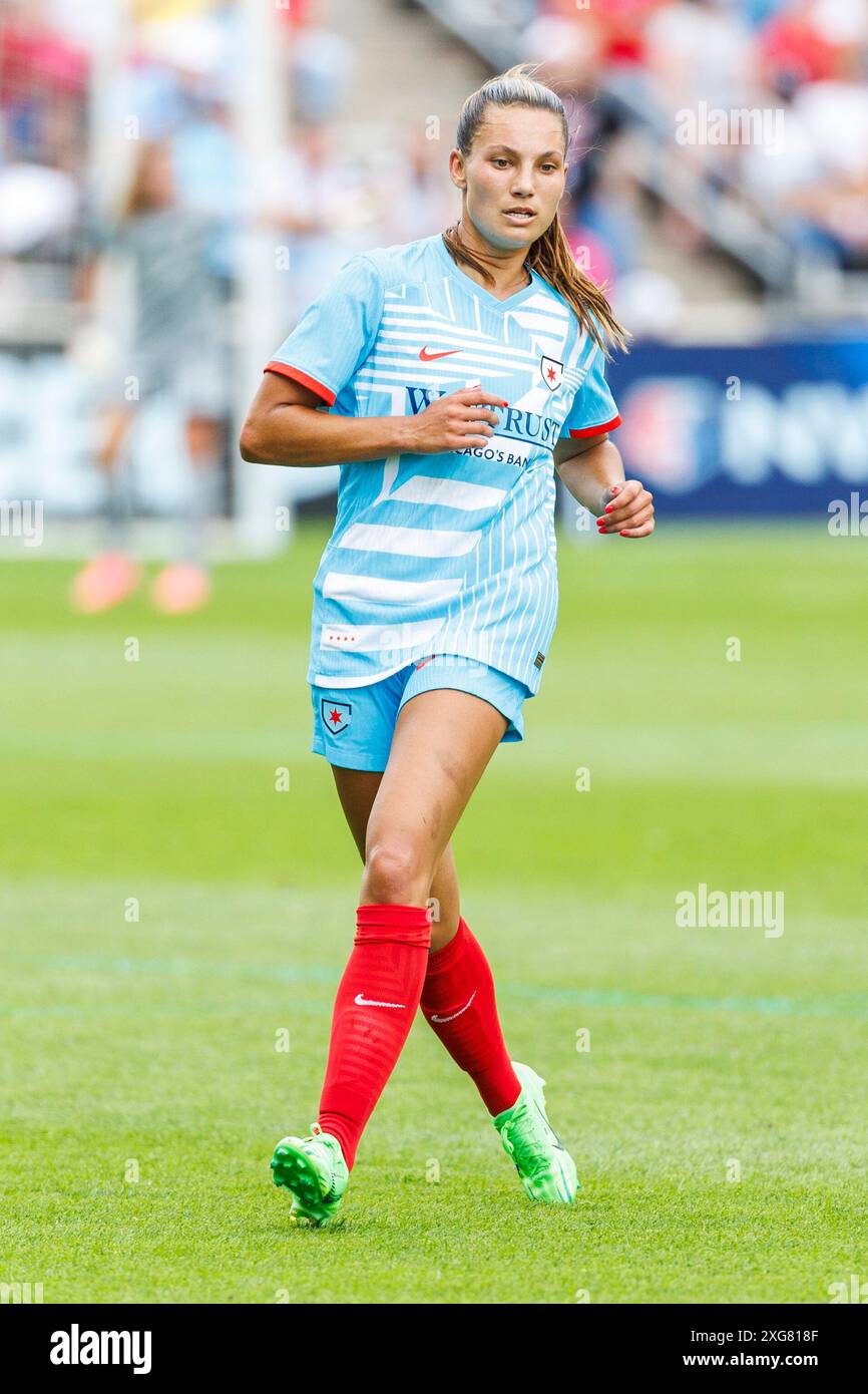 July 06, 2024: Chicago Red Stars forward Jenna Bike (24) during NWSL Soccer match action between ...