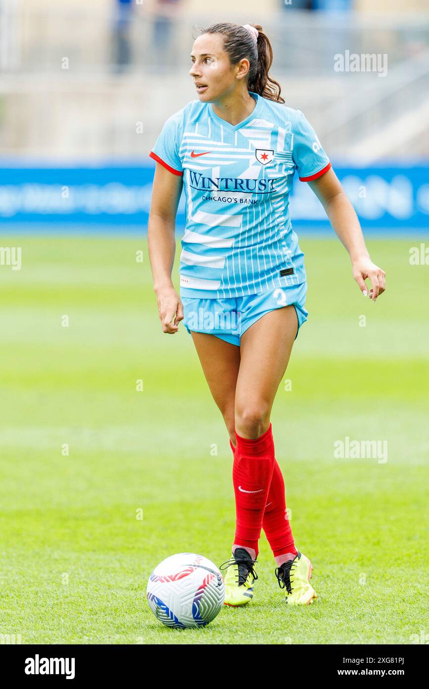 July 06, 2024: Chicago Red Stars defender Sam Staab (3) controls the ...