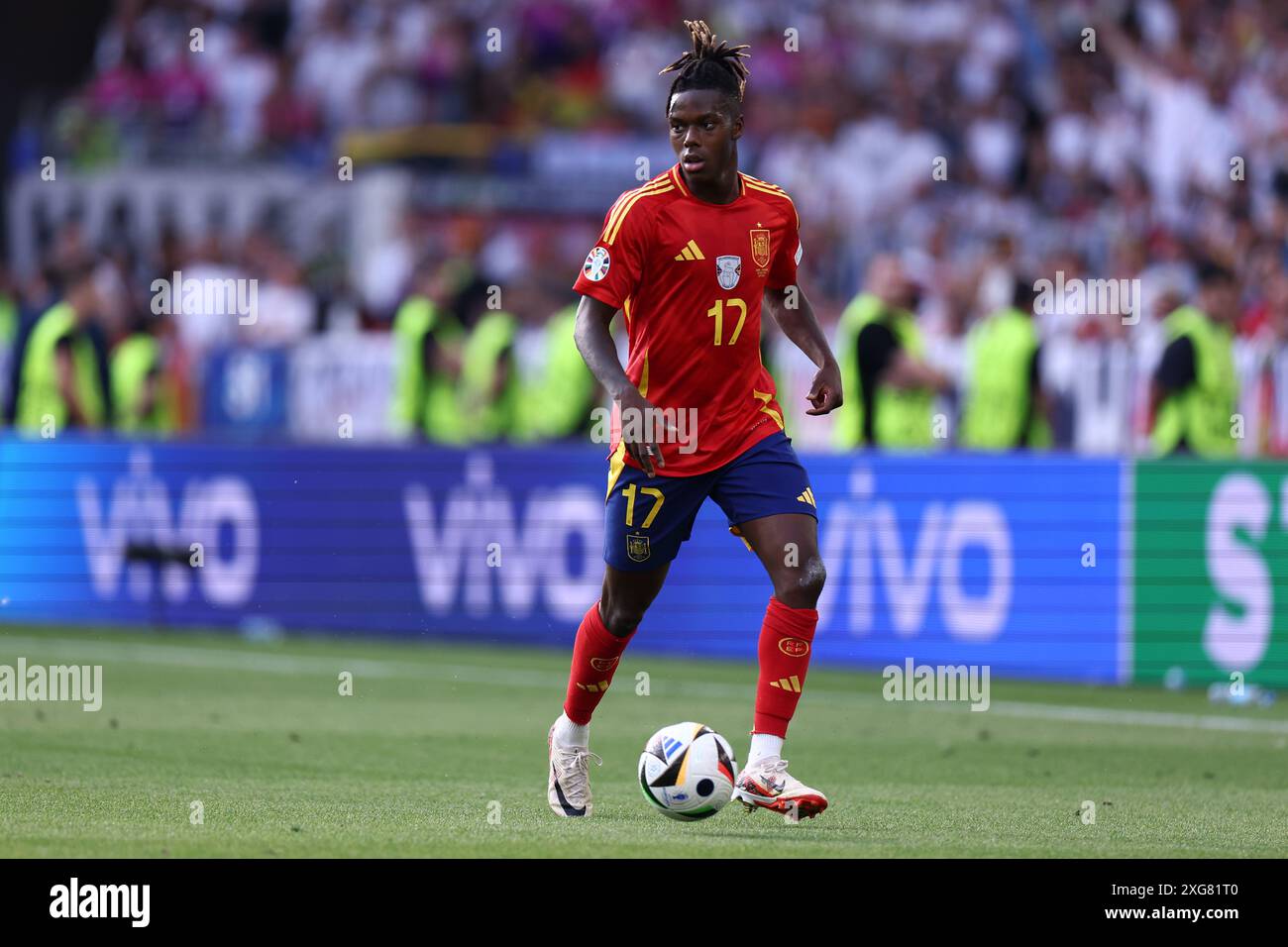 Nico Williams of Spain in action during the Uefa Euro 2024 quarter ...