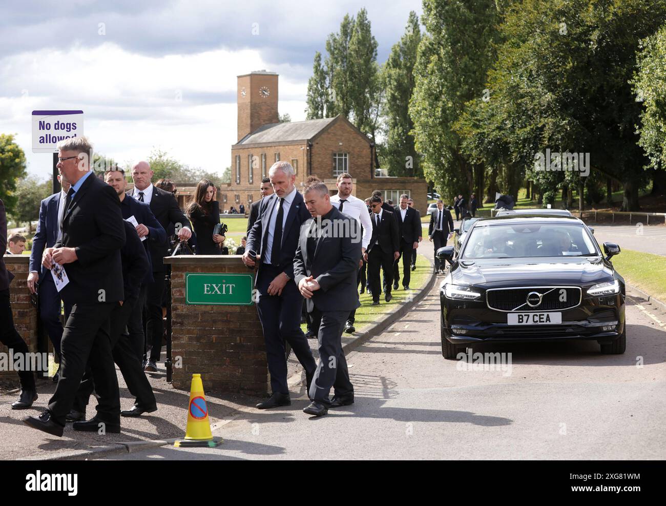 Mourners leaving Pontefract Crematorium, West Yorkshire following the ...
