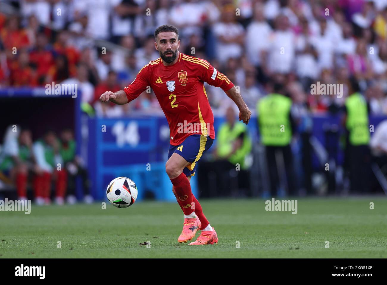 Dani Carvajal of Spain in action during the Uefa Euro 2024 quarter ...