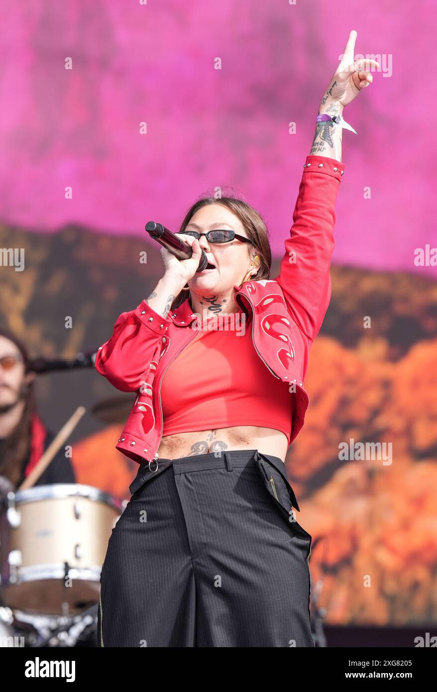 Elle King performing on stage at BST Hyde Park in London ahead of the ...