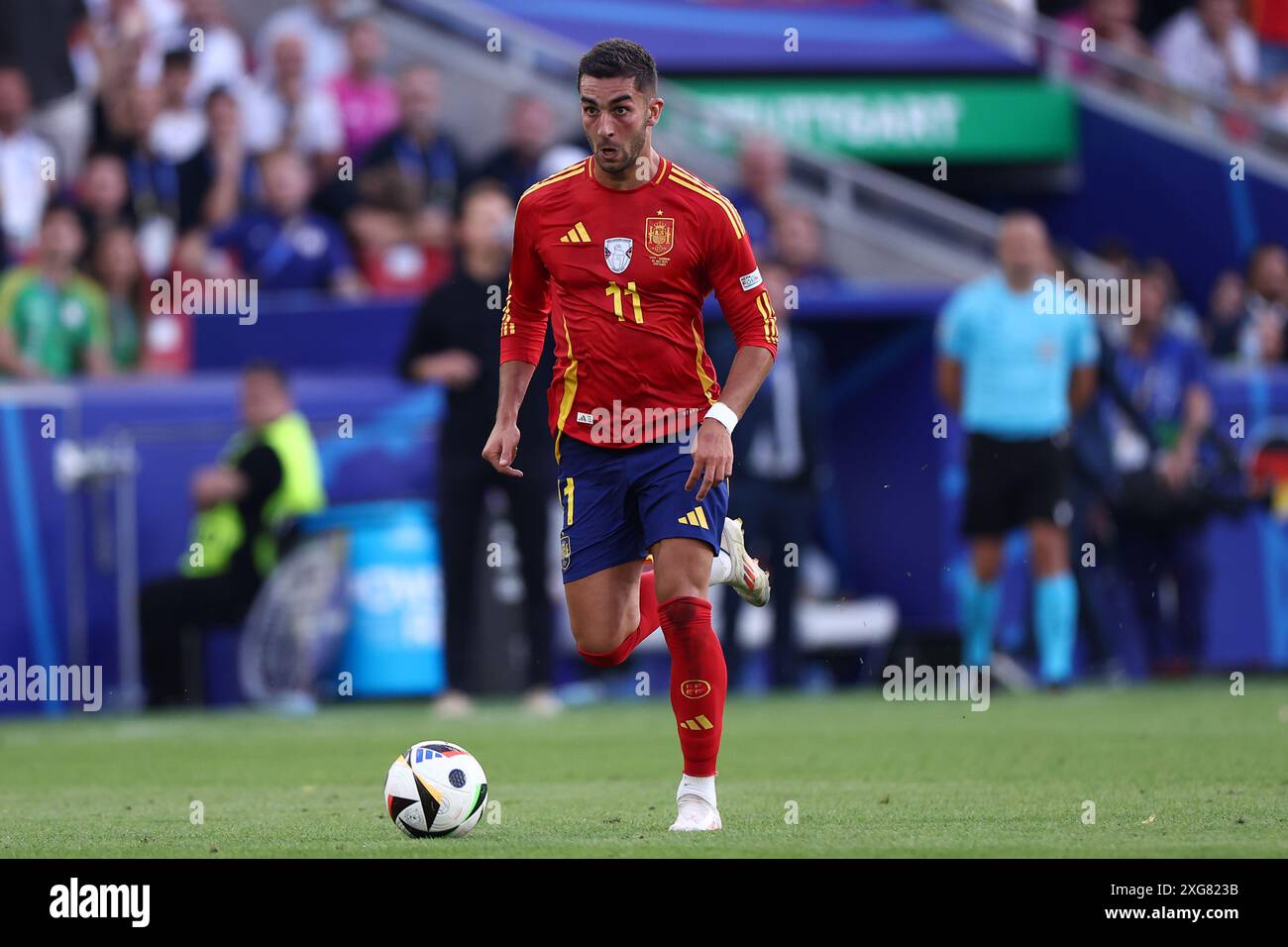 Ferran Torres of Spain in action during the Uefa Euro 2024 quarter-final football match between ...