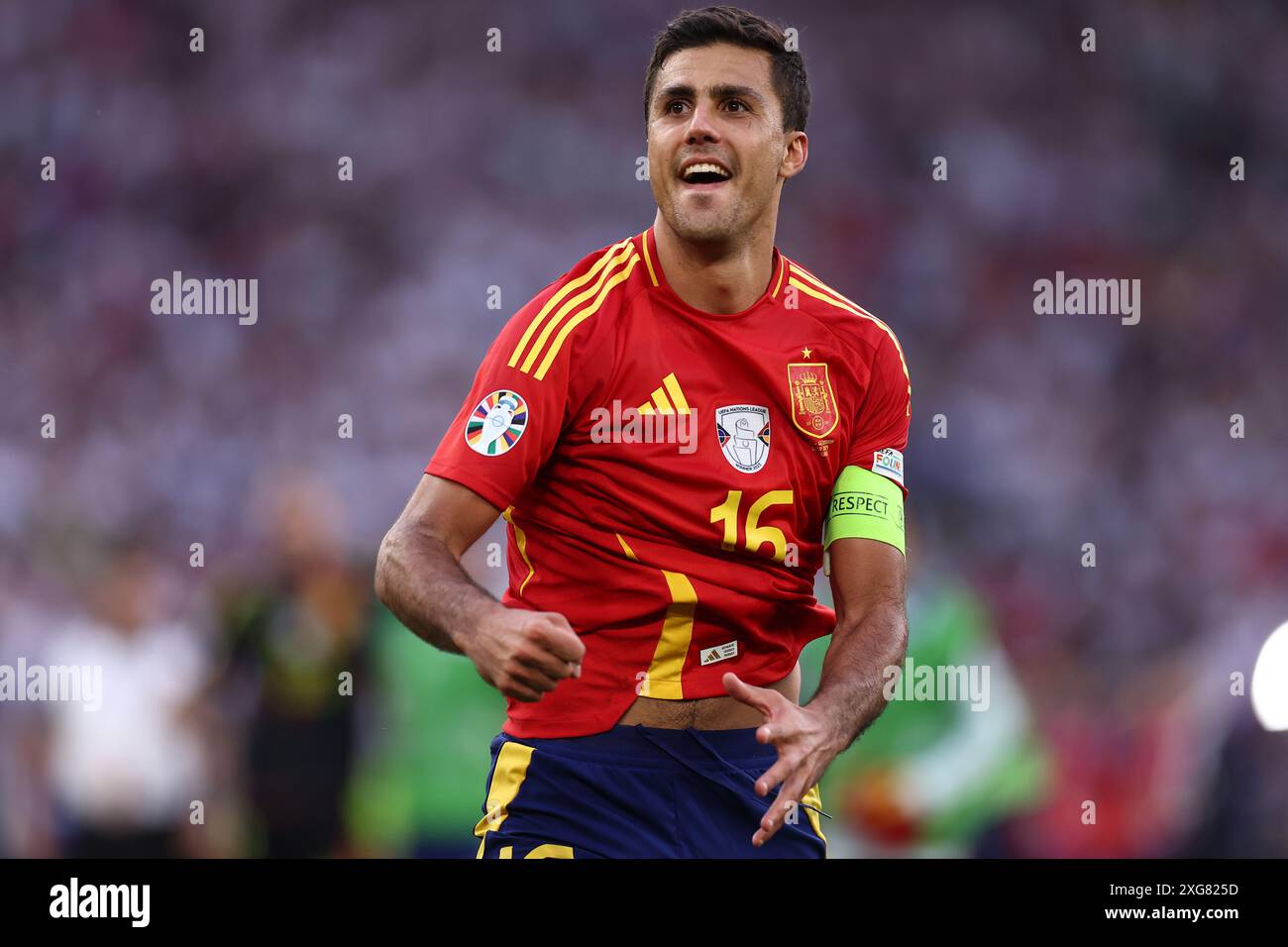 Rodri Hernandez of Spain celebrates at the end of the Uefa Euro 2024 ...