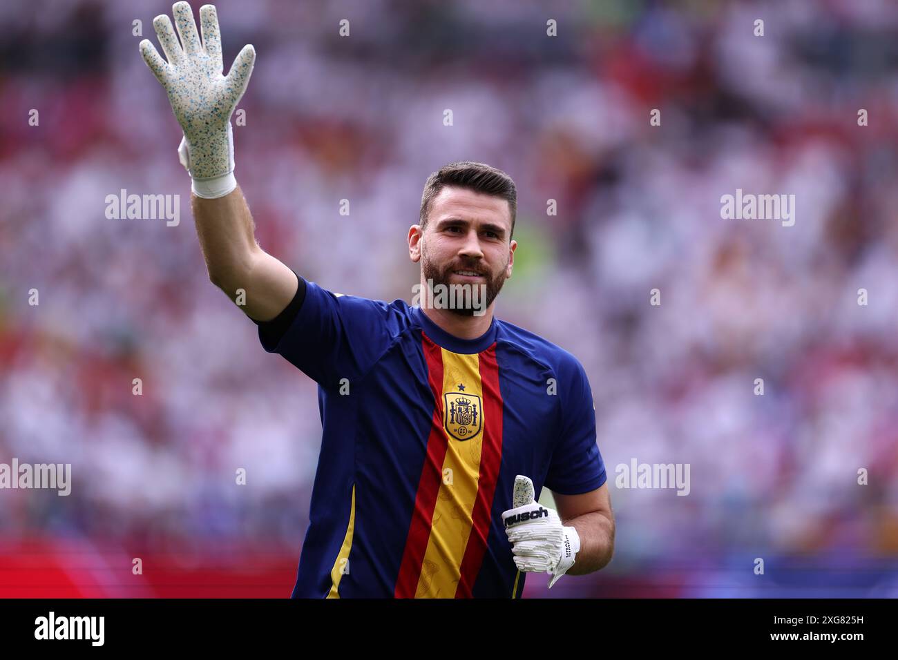 David Raya of Spain greets the fans during the Uefa Euro 2024 quarter ...