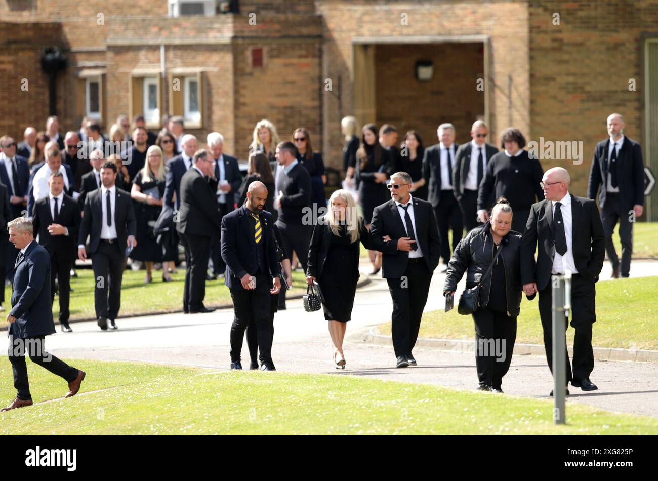The funeral cortege arrives at Pontefract Crematorium, West Yorkshire ...