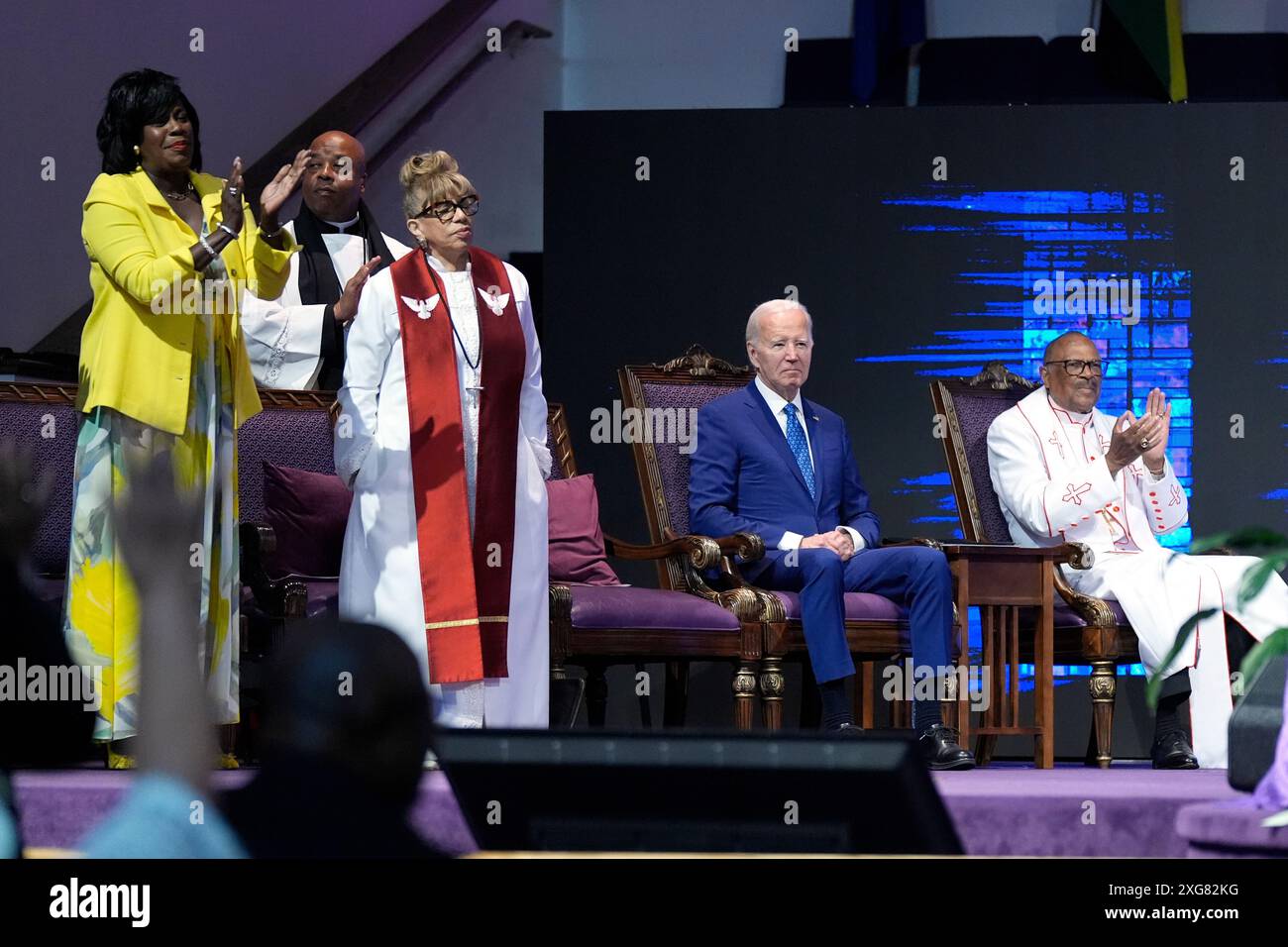 Bishop Ernest C. Morris, Sr., from right, President Joe Biden, Dr ...