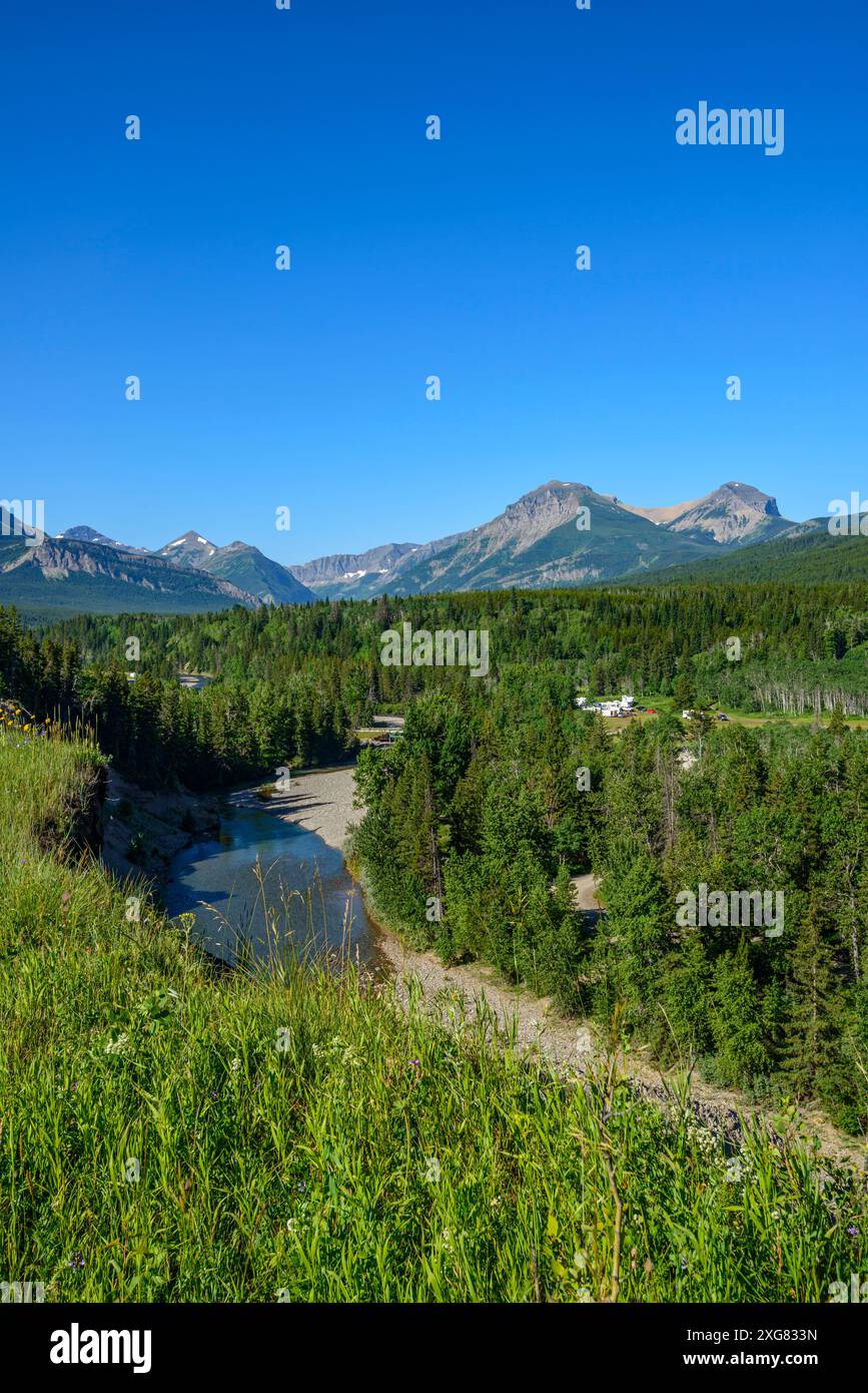 The Castle River and Castle River Bridge Campground in the foothills of ...