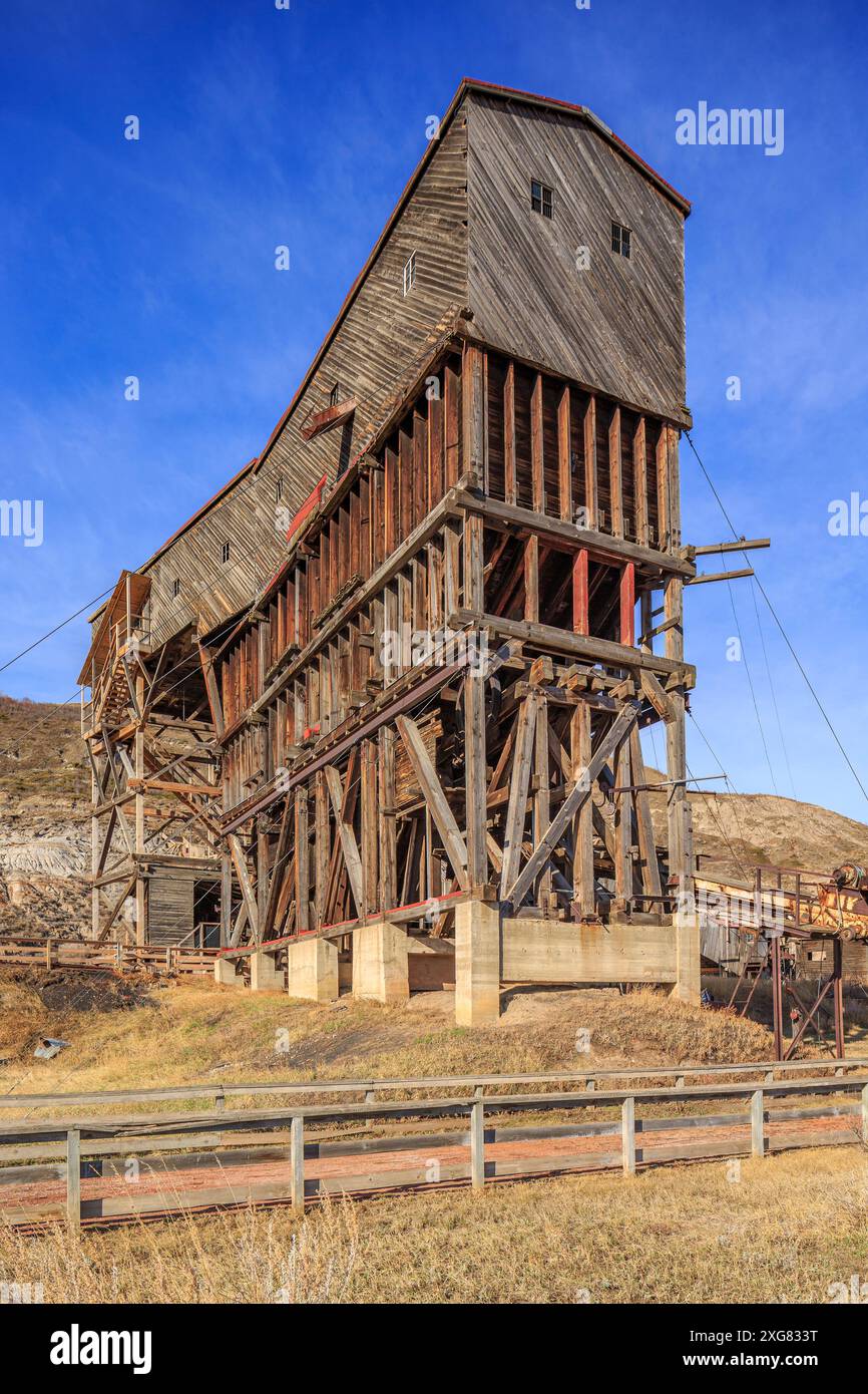 The historic wooden coal tipple at the site of the Atlas Coal Mine near ...