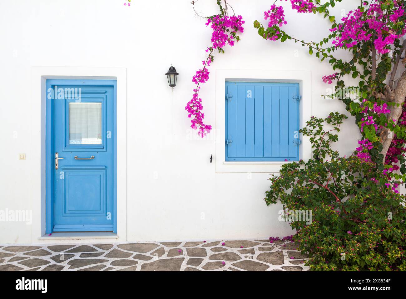 Charming scene of a traditional Greek house on Antiparos island ...
