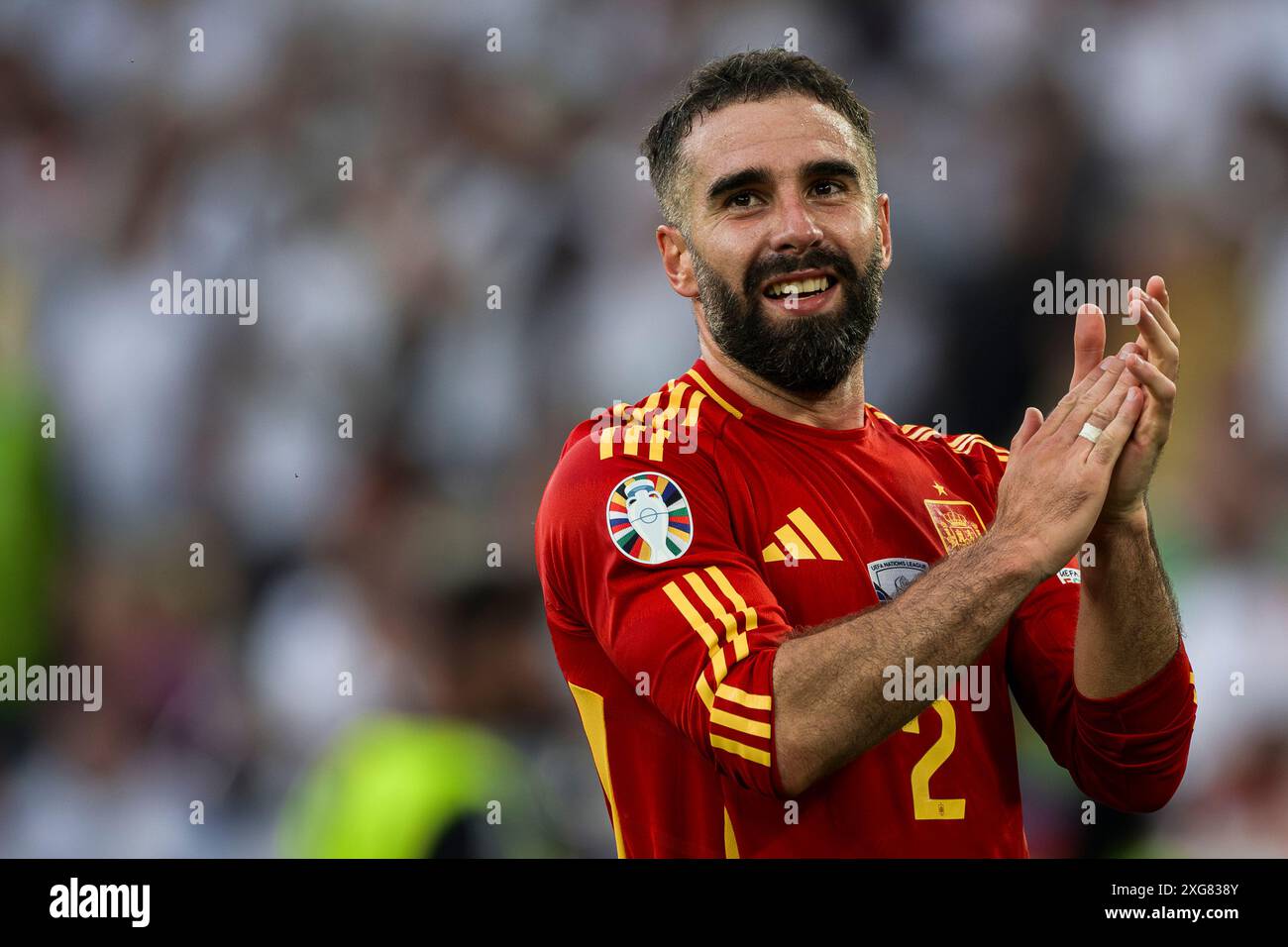 Stuttgart, Germany. 5 July 2024. Dani Carvajal of Spain gestures at the ...