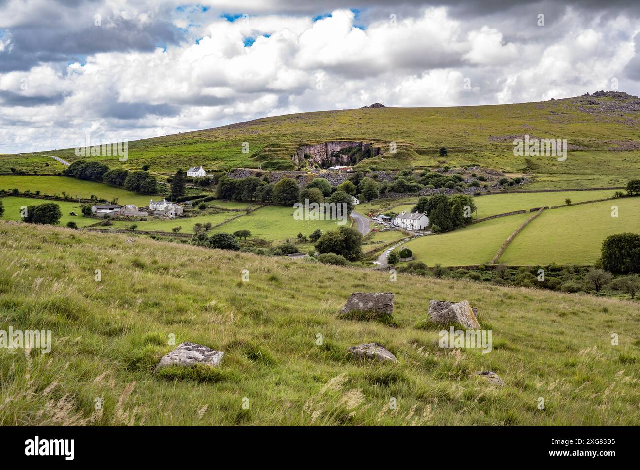 Merrivale small village with pub in the middle of Dartmoor viewed from ...