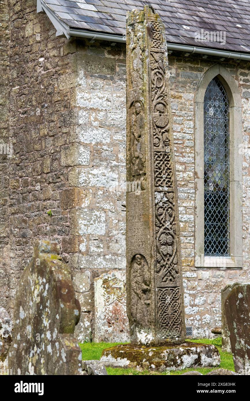 The South and West faces of the rare Anglo-Saxon cross standing in the ...