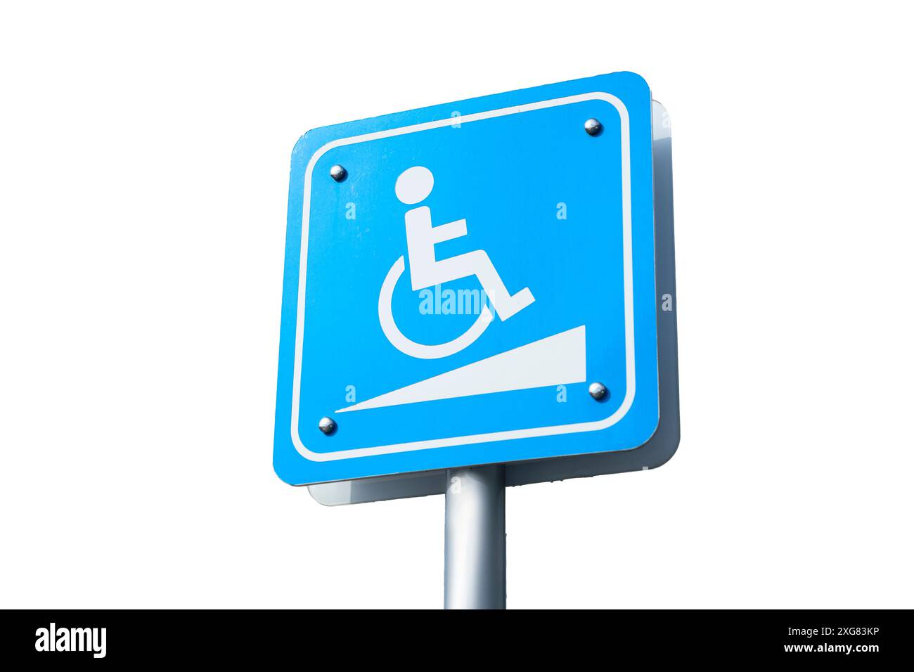 Wheelchair ramp sign. Sign that the place is equipped with a ramp for ...