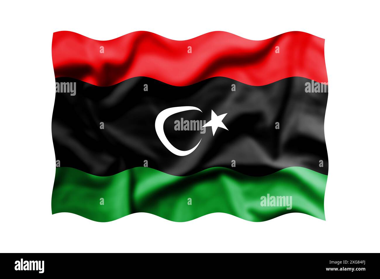Waving the flag of Libya on a white background. 3d rendering. Clipping ...