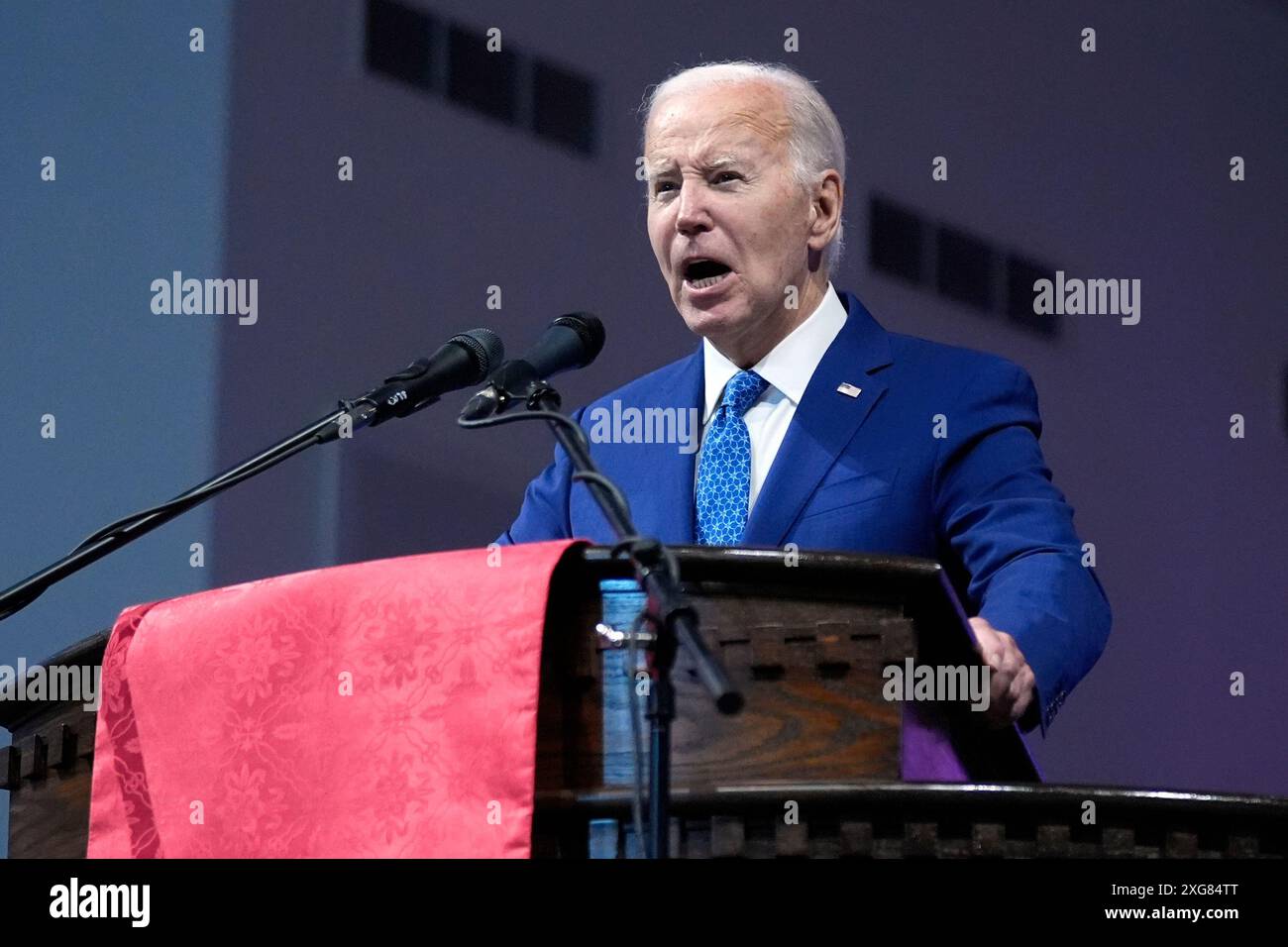 President Joe Biden speaks at a church service at Mt. Airy Church of ...