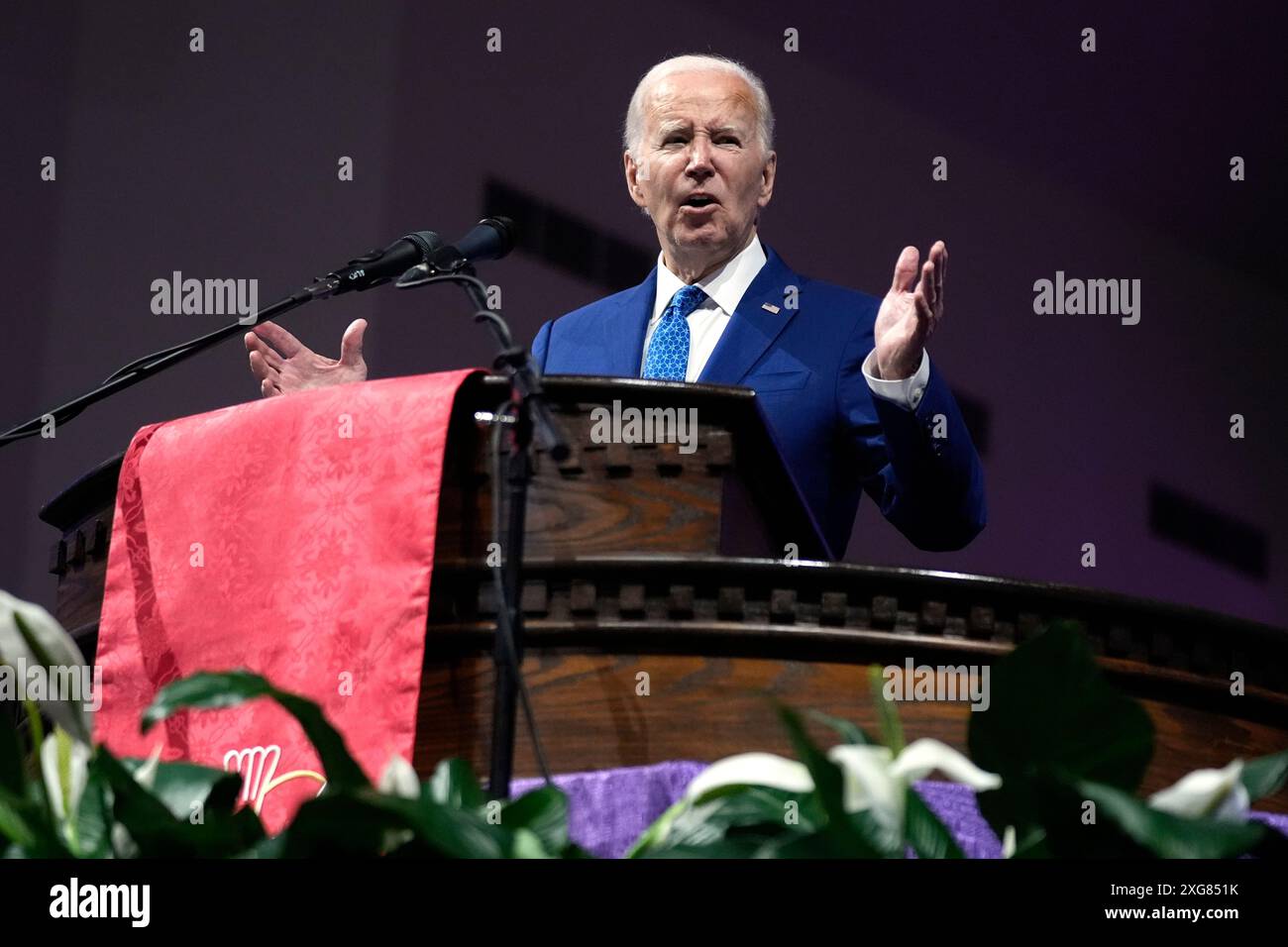 President Joe Biden speaks at a church service at Mt. Airy Church of ...