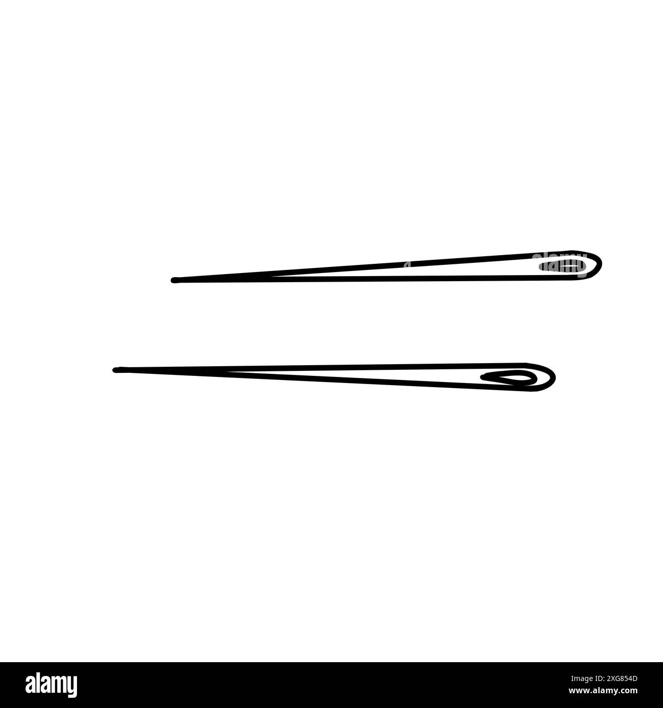 Set of two Sewing Needles isolated on white background. Hand drawn ...
