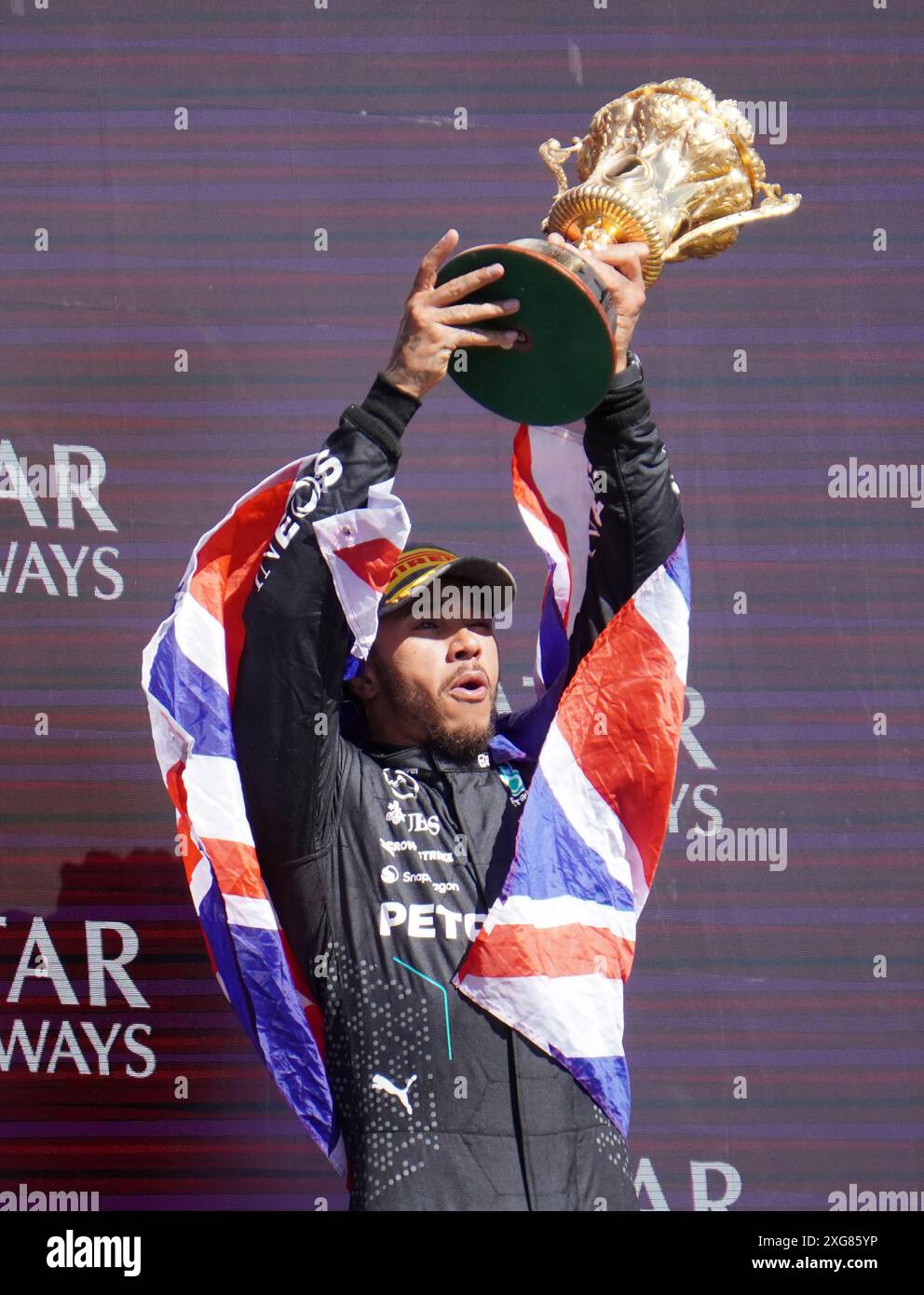 Mercedes' Lewis Hamilton celebrates winning the British Grand Prix at ...