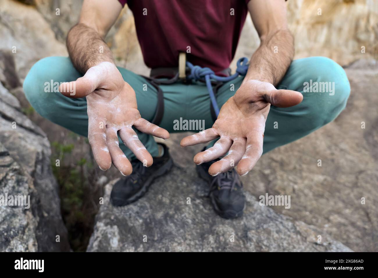 Close-up of a climber's hands showing the strength needed for rock ...