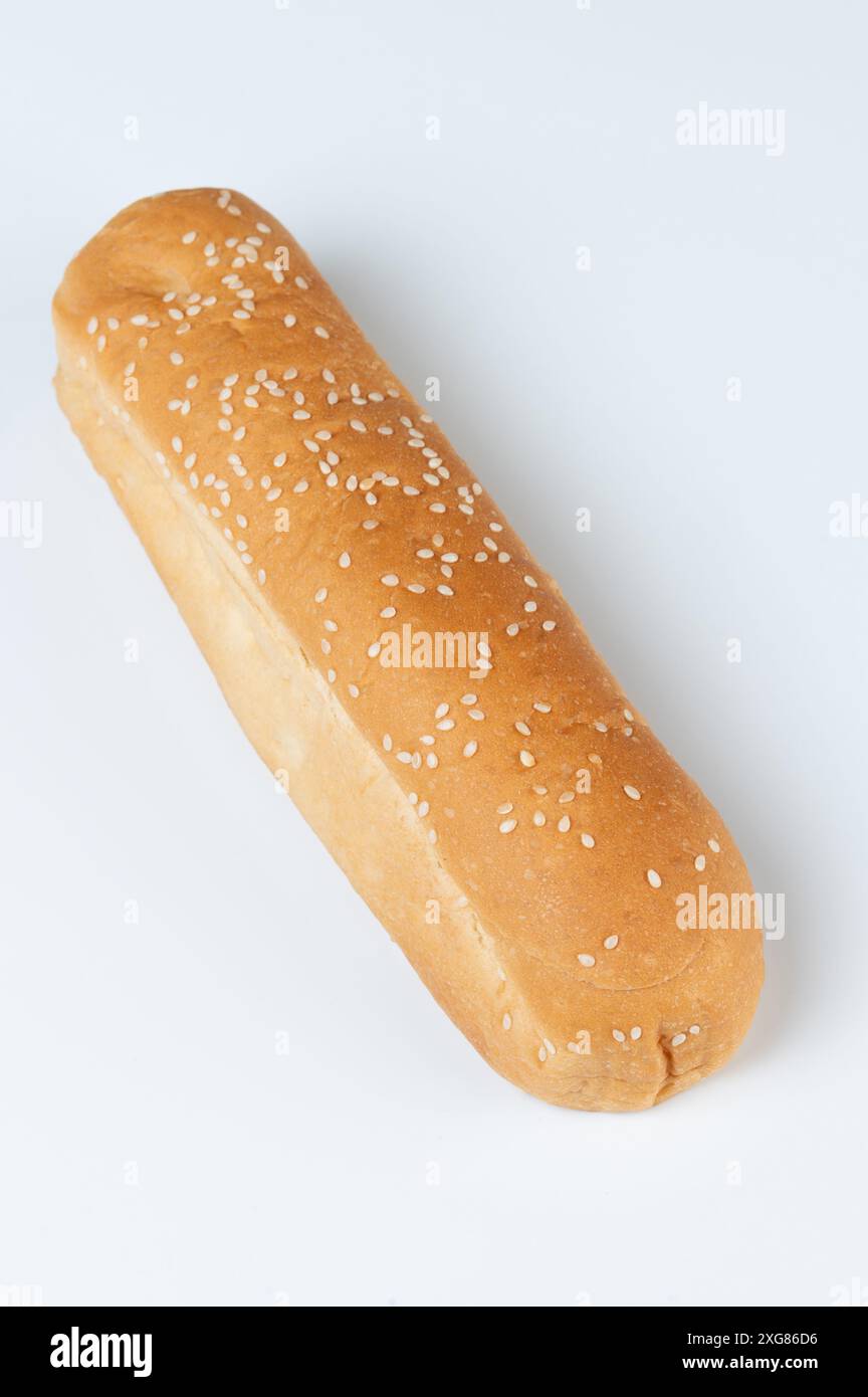 One hot dog bread bun perspective view isolated on studio background ...