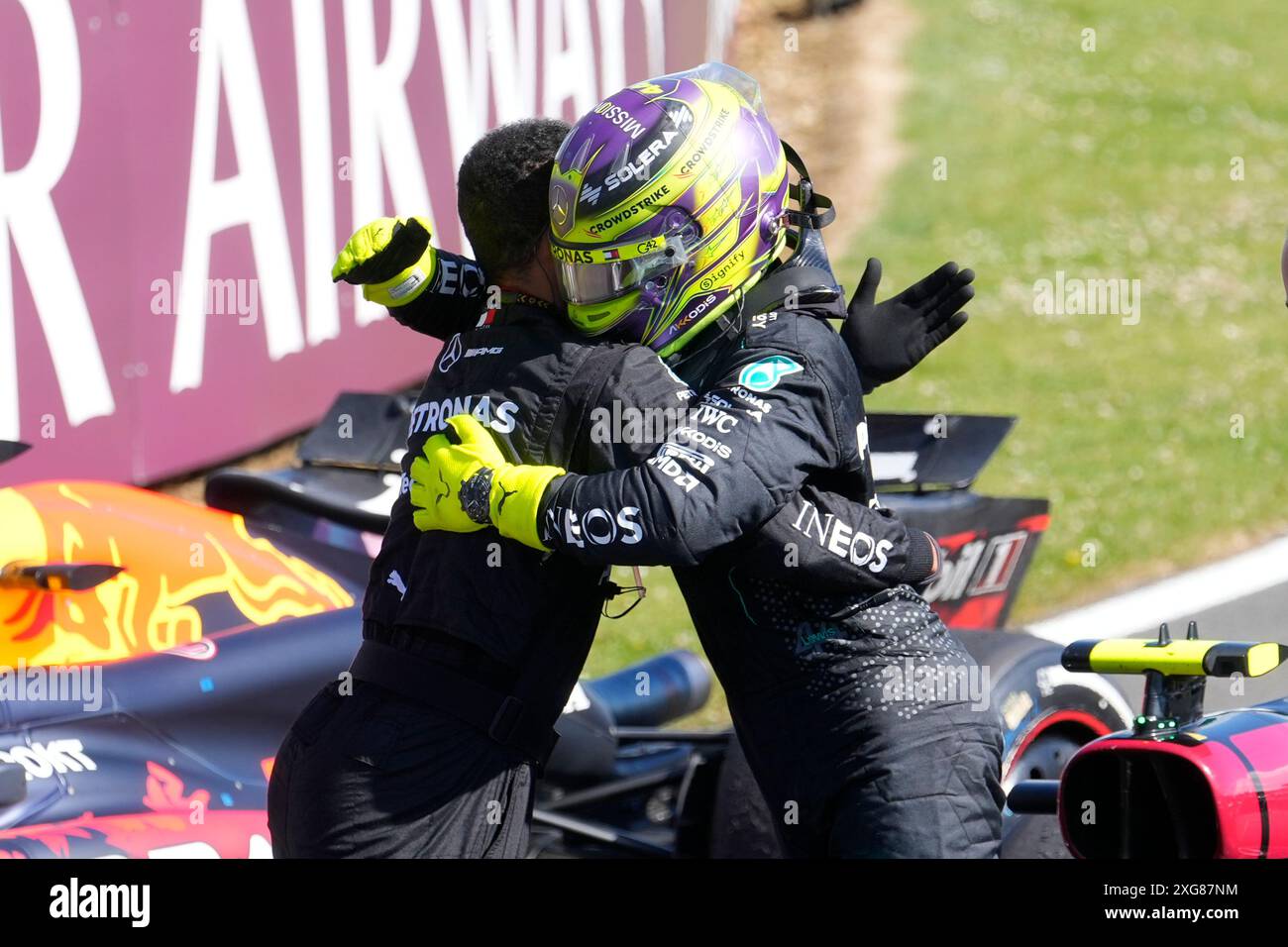 Mercedes driver Lewis Hamilton of Britain celebrates after winning the ...