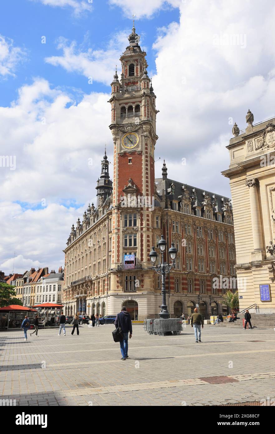 Iconic belfry clock tower in Lille, 104m high and the tallest in ...