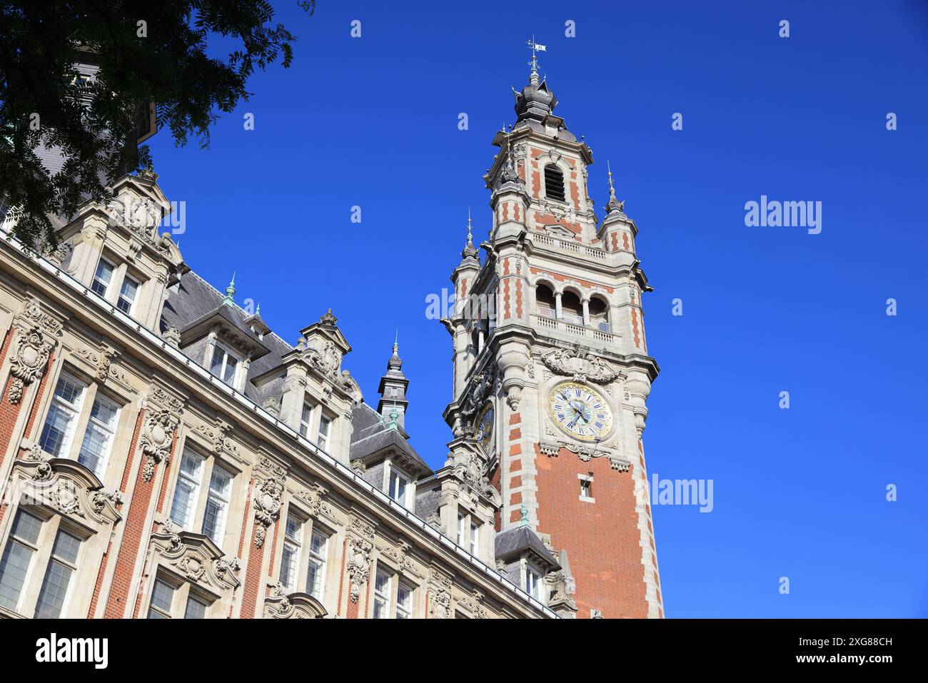 Iconic belfry clock tower in Lille, 104m high and the tallest in ...