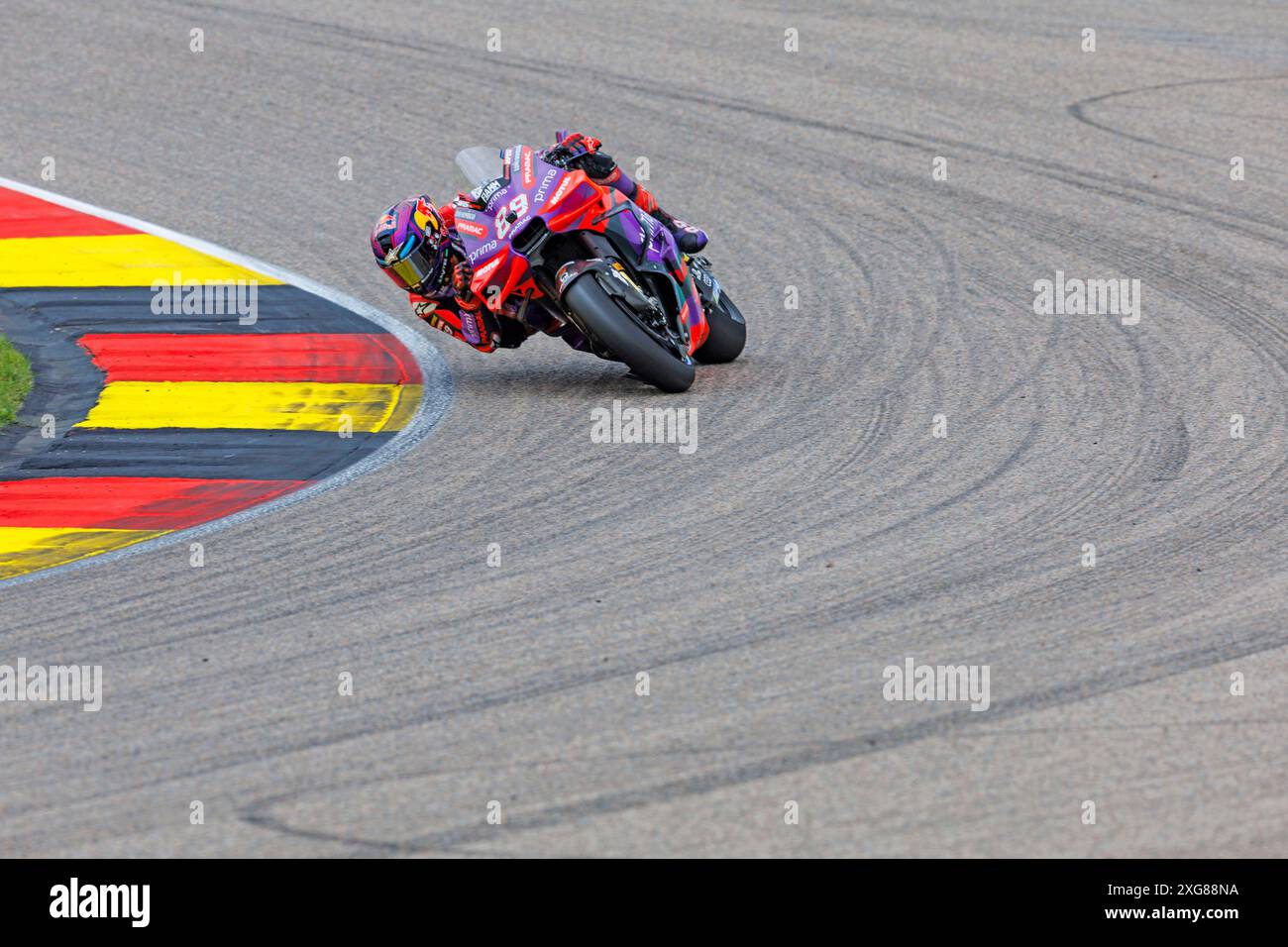 German MotoGP, Race Day. 7th July, 2024. Number 89 Prima Pramac Racing ...