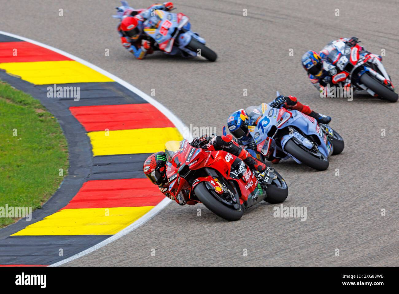 German MotoGP, Race Day. 7th July, 2024. Francesco Bagnaia, Alex ...