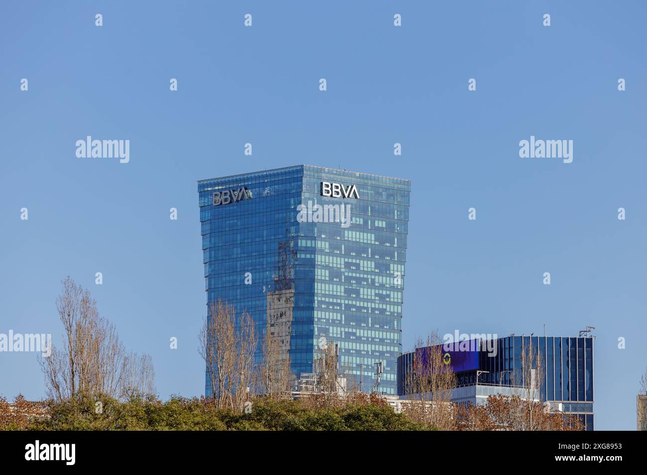 Buenos Aires, Argentina; June 29th 2024: BBVA bank building in the city ...