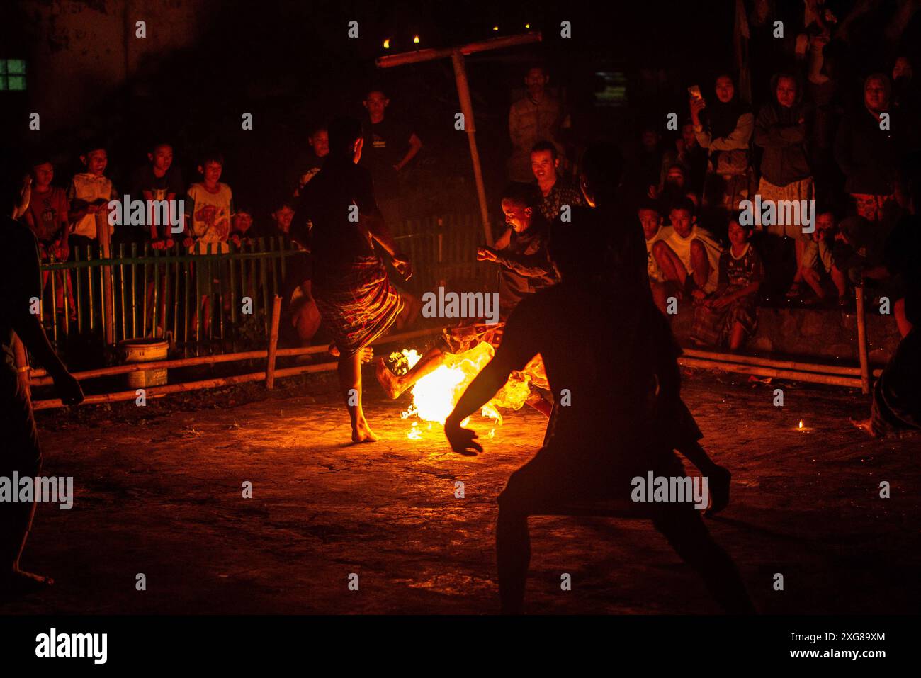 FIRE SOCCER GAME People play fire soccer in Bandung, West Java ...