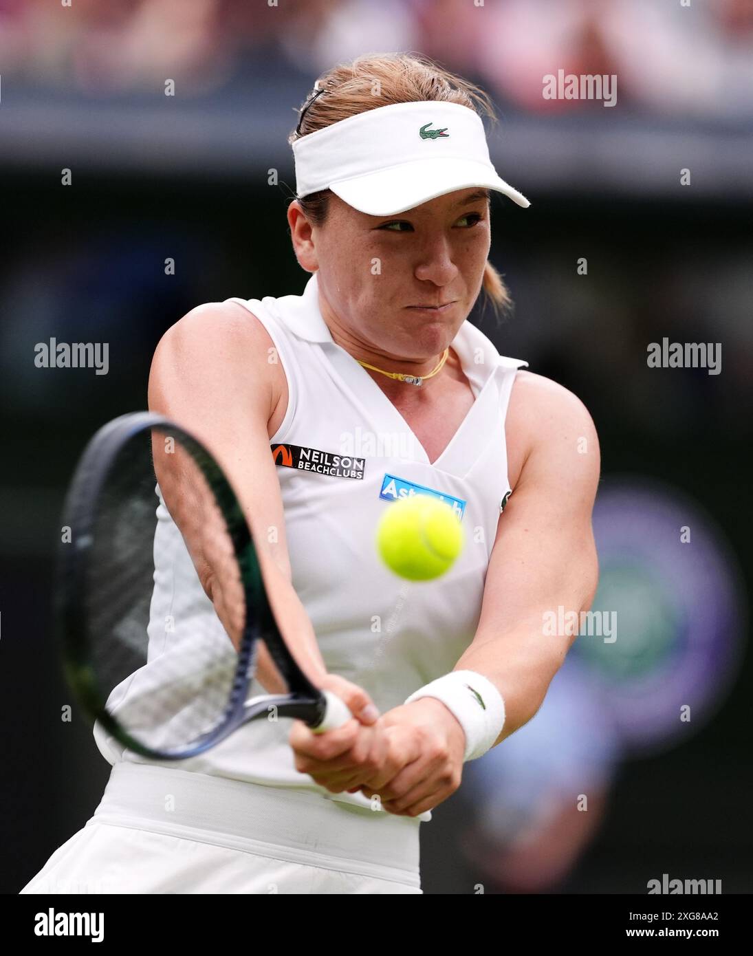 Lulu Sun in action against Emma Raducanu (not pictured) on day seven of ...