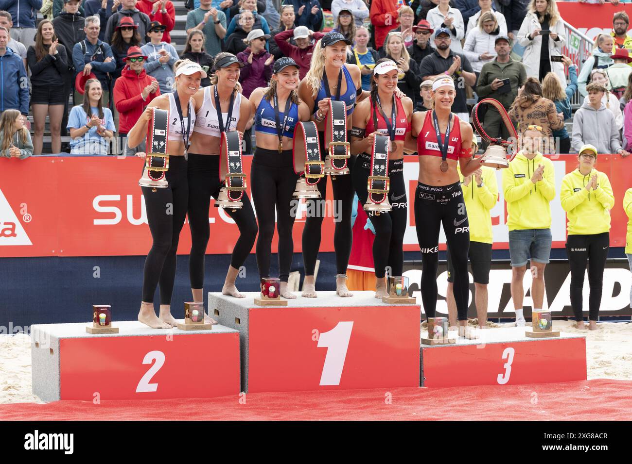 Gstaad Switzerland, 07/07/2024: podium ceremony during Swatch Beach Pro ...