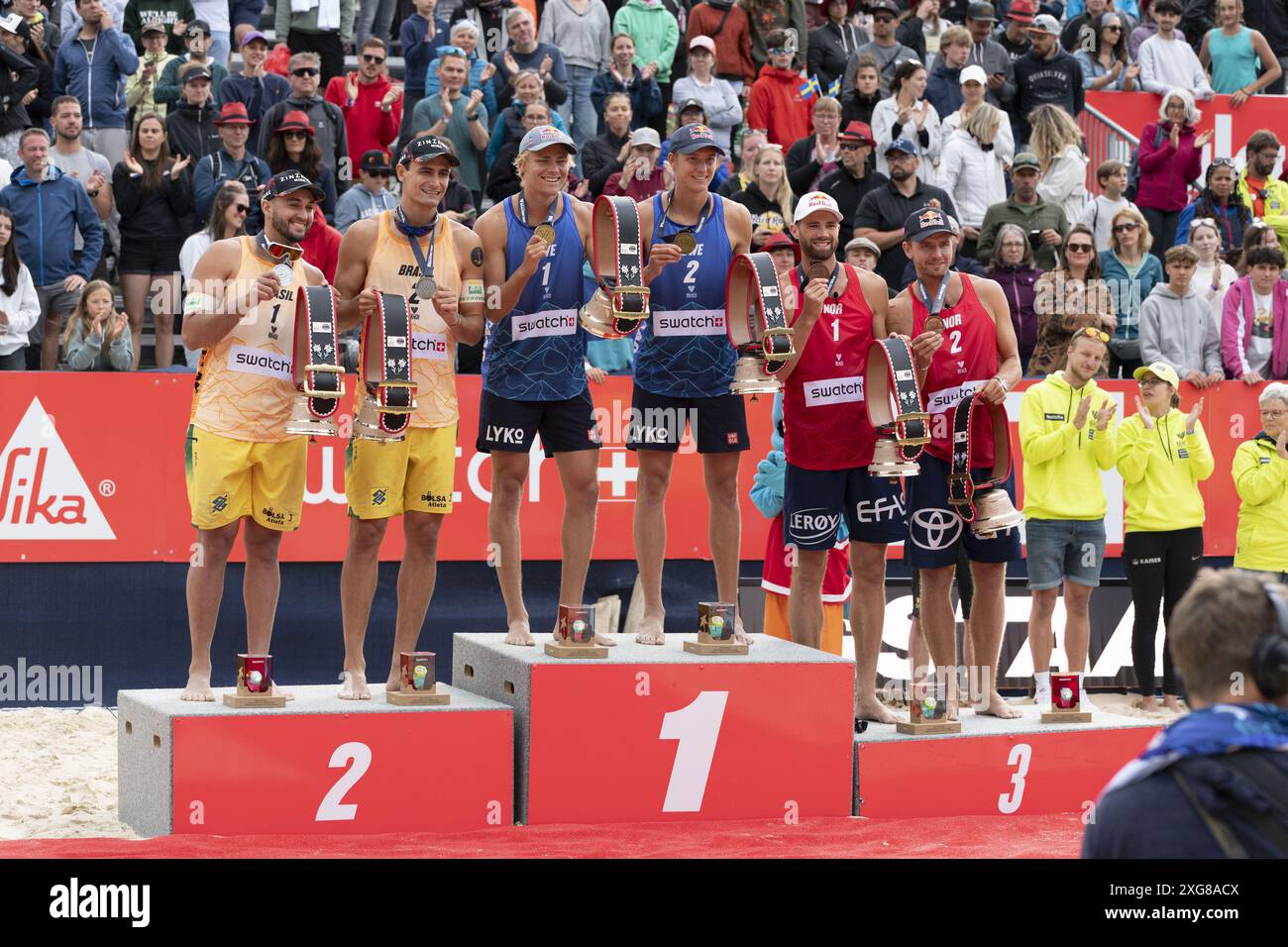 Gstaad Switzerland, 07/07/2024: podium ceremony during Swatch Beach Pro ...