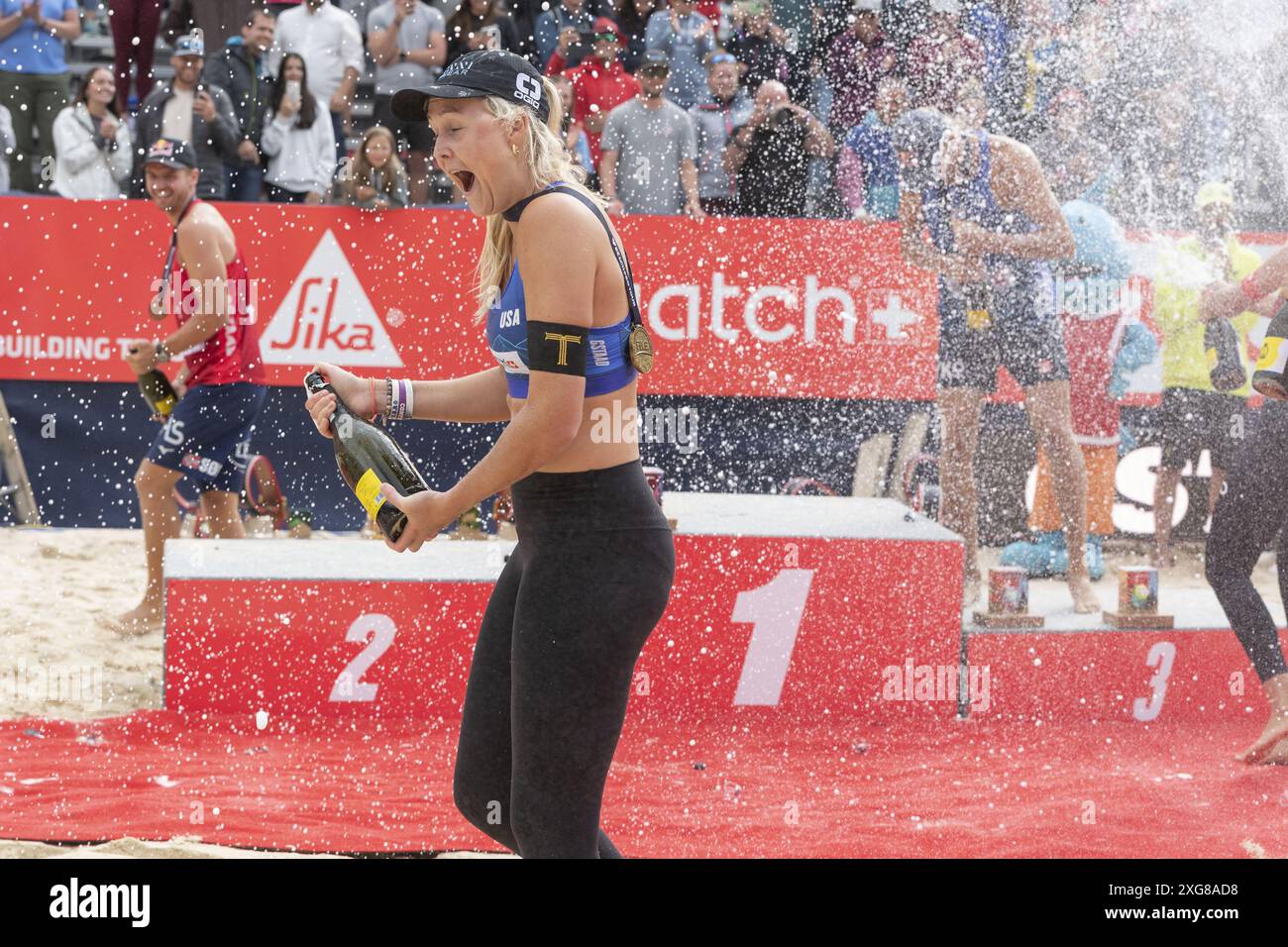 Gstaad Switzerland, 07/07/2024: podium ceremony during Swatch Beach Pro ...