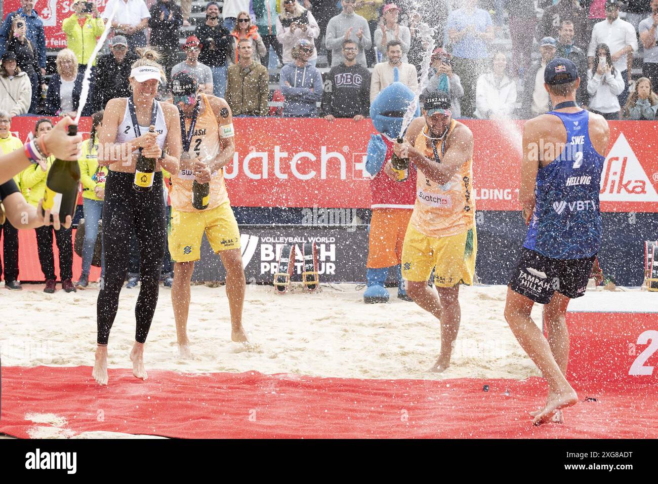 Gstaad Switzerland, 07/07/2024: podium ceremony during Swatch Beach Pro ...