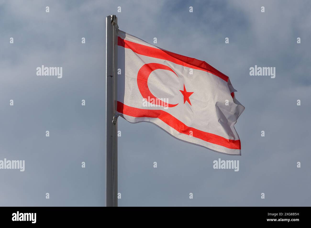 flag of the Turkish Republic of Northern Cyprus against the sky 3 Stock ...
