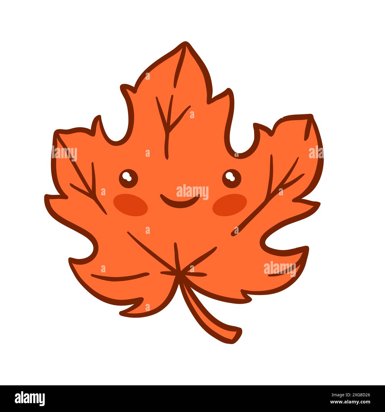 Maple leaf kawaii character. Autumn cute natural tree foliage Stock ...