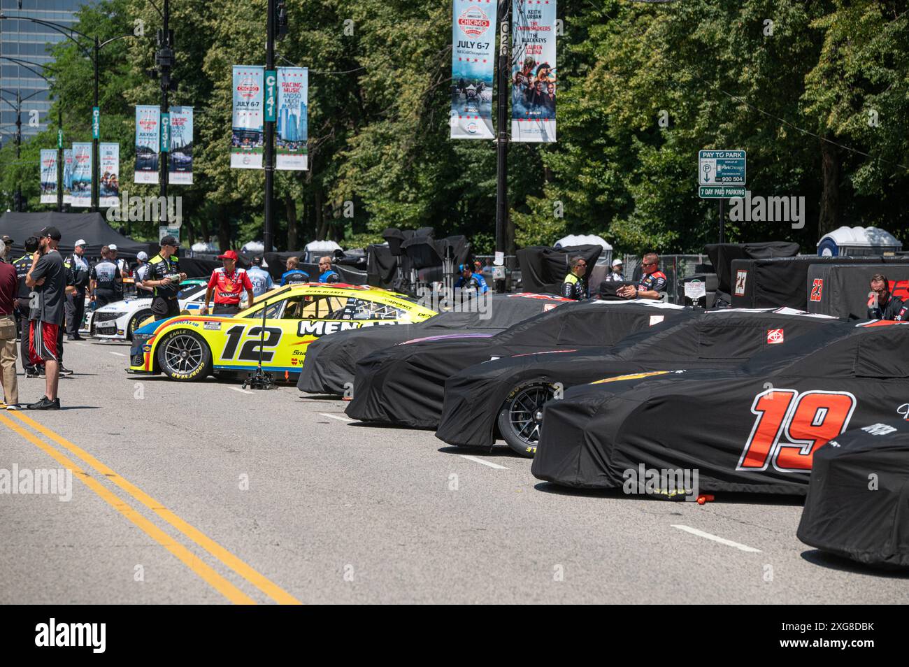 NASCAR Chicago Street race, Grant Park 165, first day of street racing ...