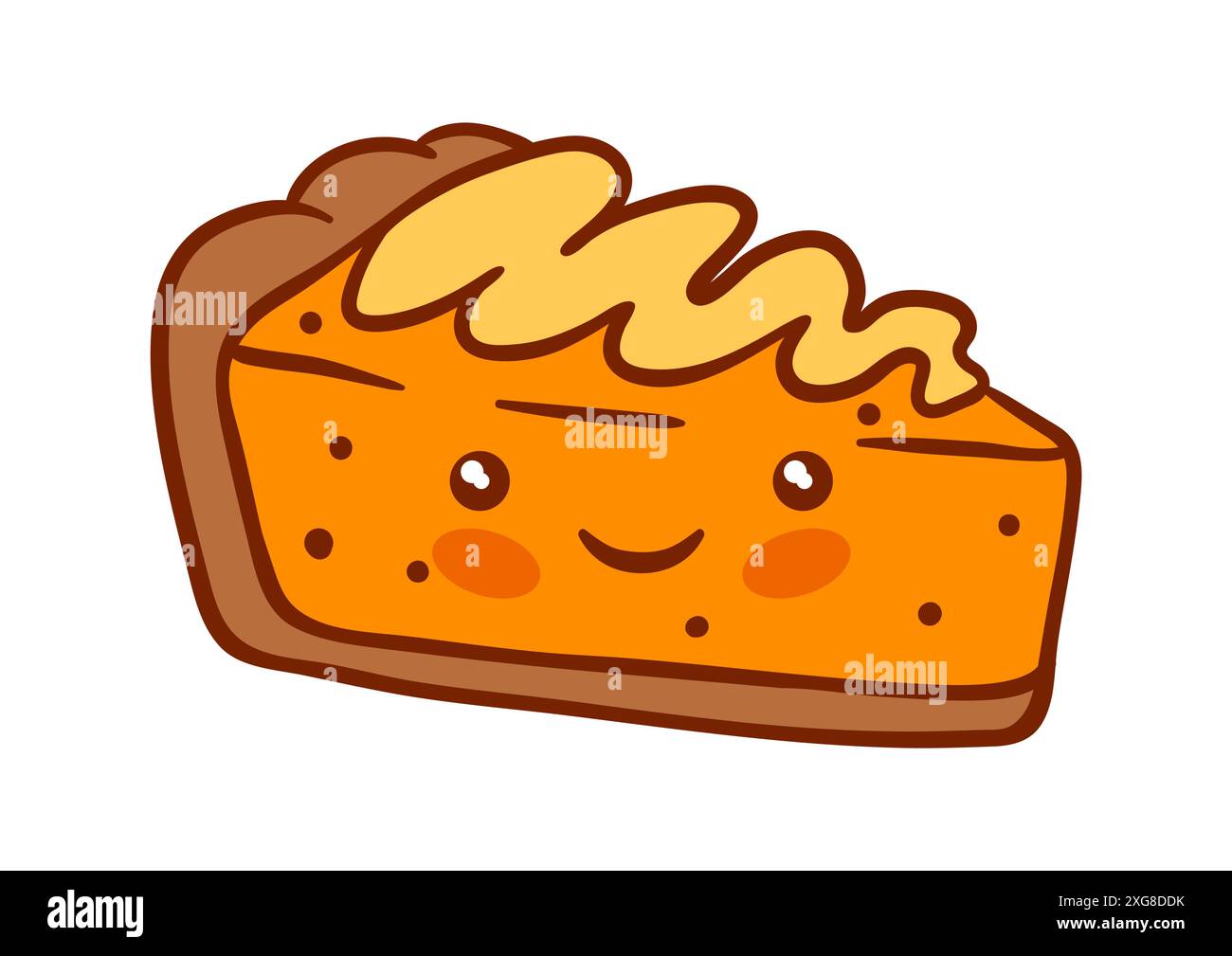 Pumpkin pie kawaii character. Delicious cute autumn baked goods Stock ...