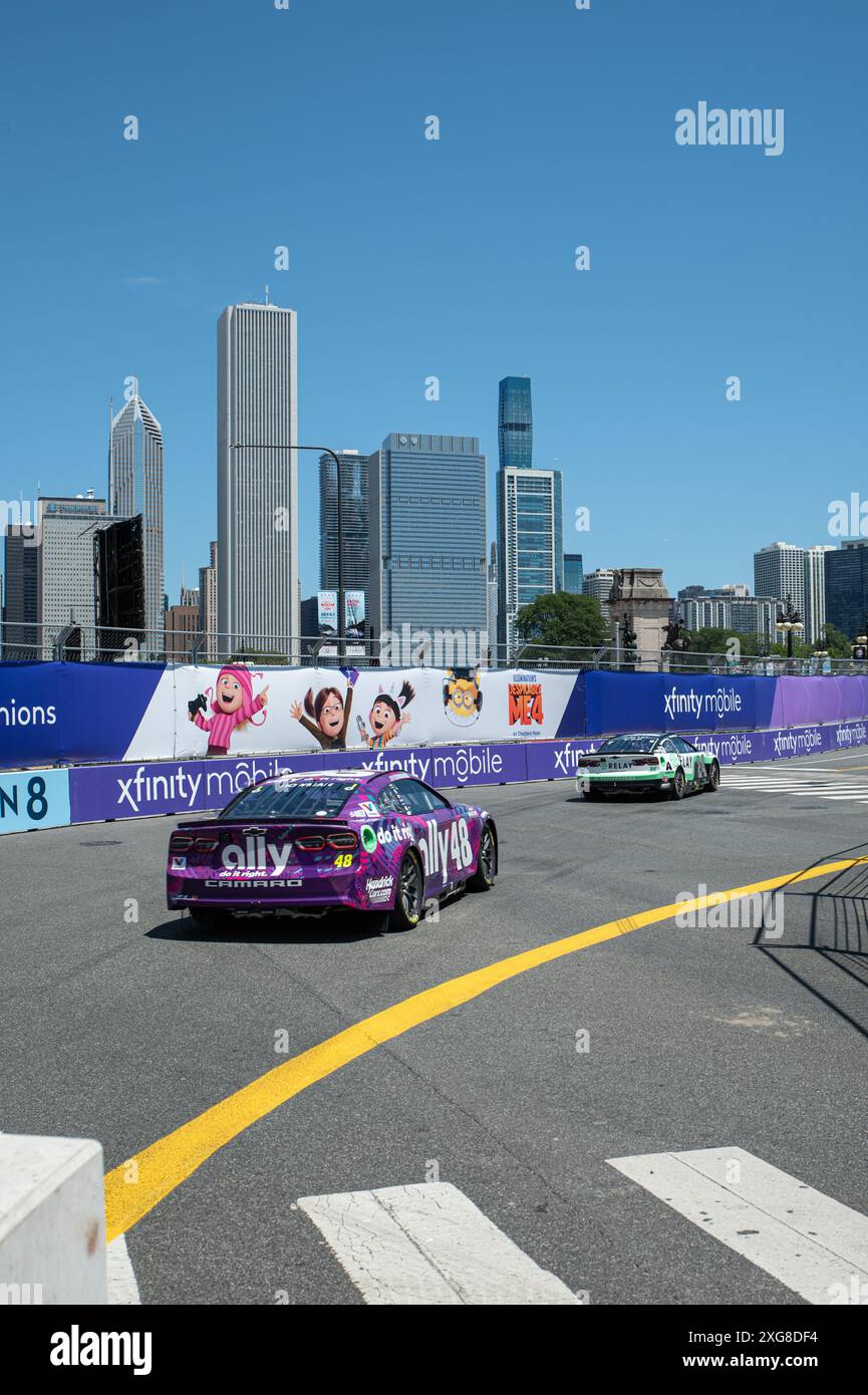 NASCAR Chicago Street race, Grant Park 165, first day of street racing ...