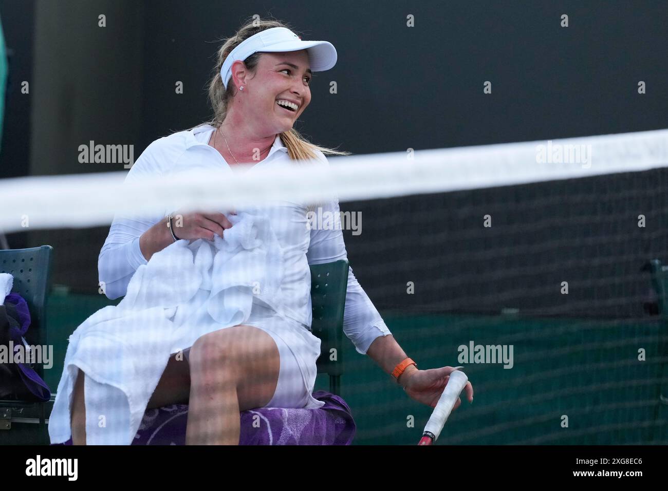 Donna Vekic of Croatia reacts after winning her fourth round match ...