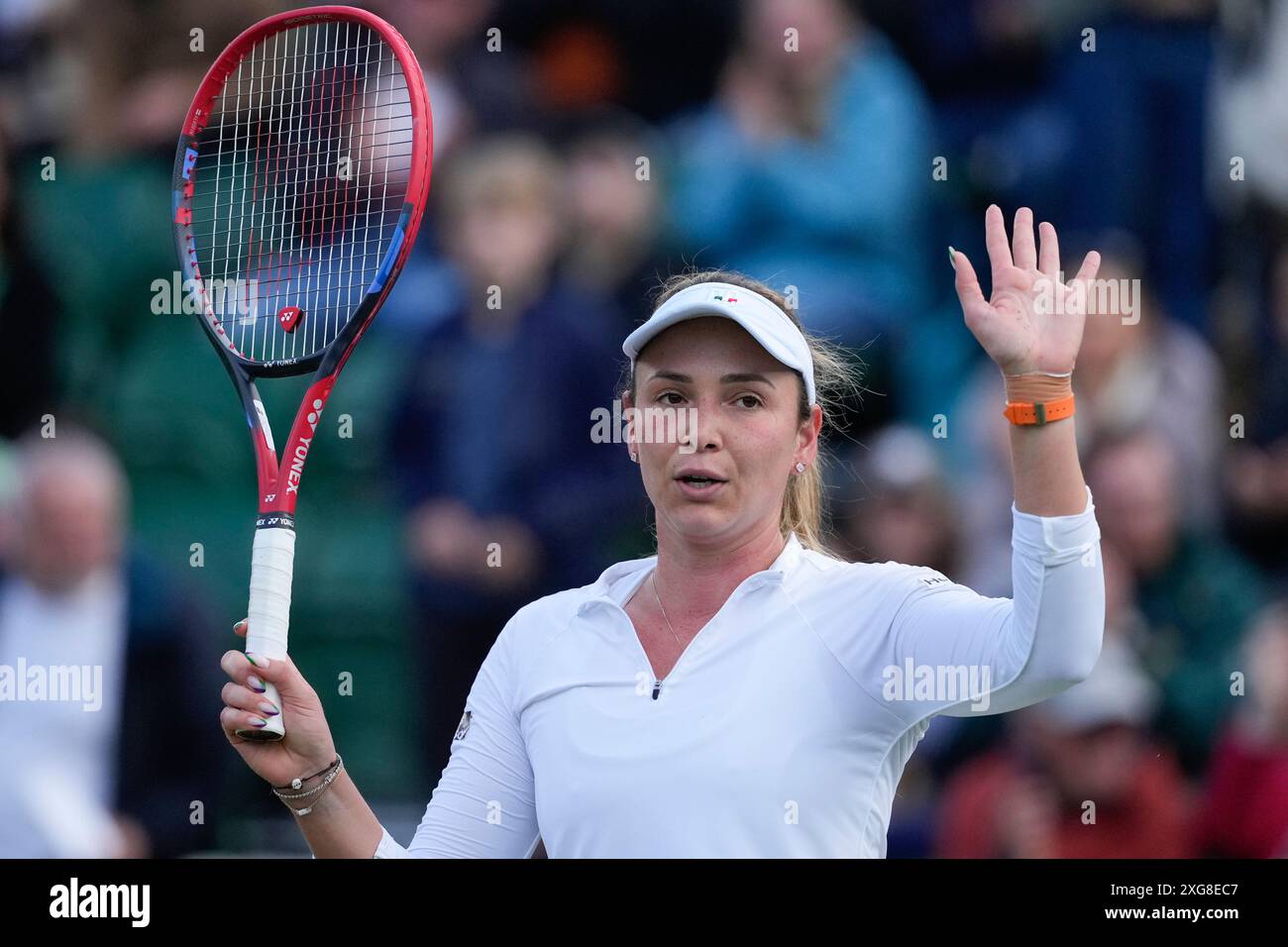 Donna Vekic of Croatia reacts after winning her fourth round match ...