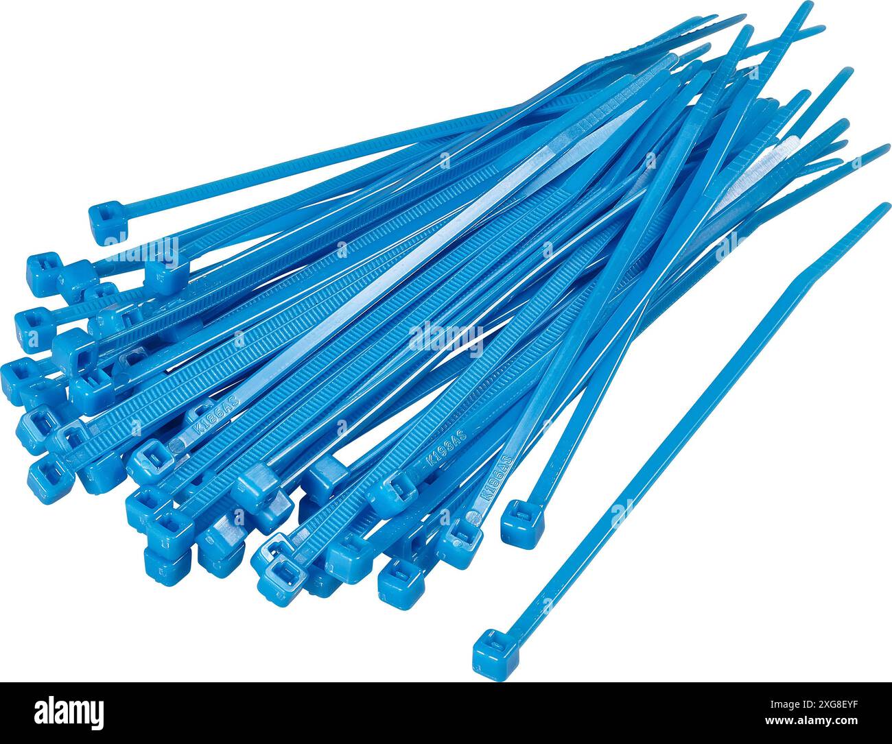 self locking blue cable ties isolated over white Stock Photo - Alamy