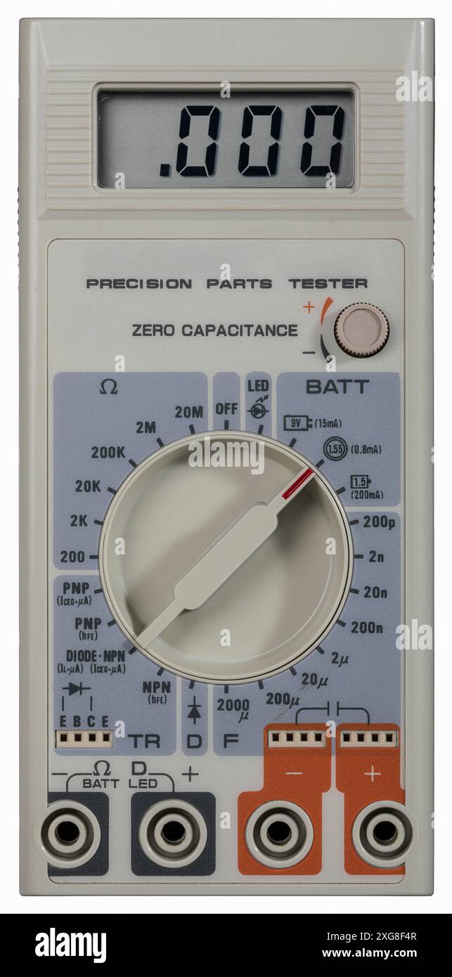 Historic digital multimeter without leads, cut out on white background ...