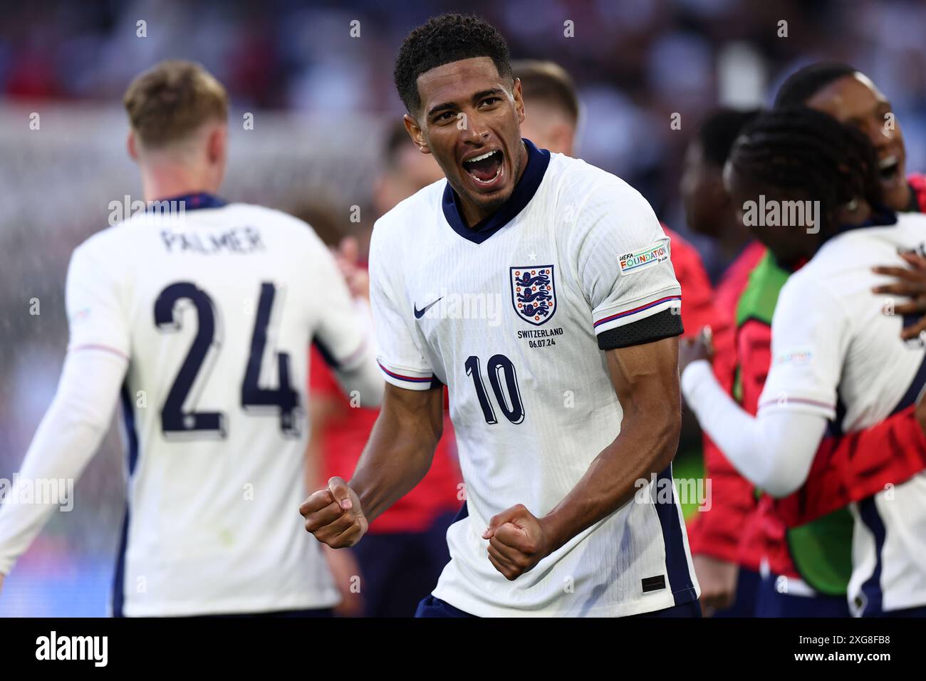 Jude Bellingham of England celebrates at the end of the Uefa Euro 2024 ...